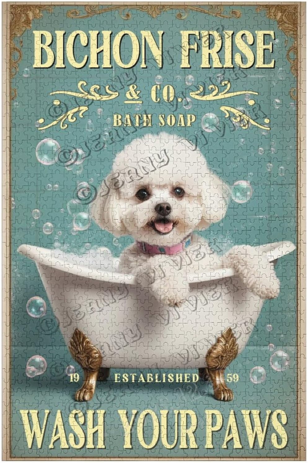 Bichon Frise Wash Your Paws 500 Piece Jigsaw Puzzle for Adults, Pet ...