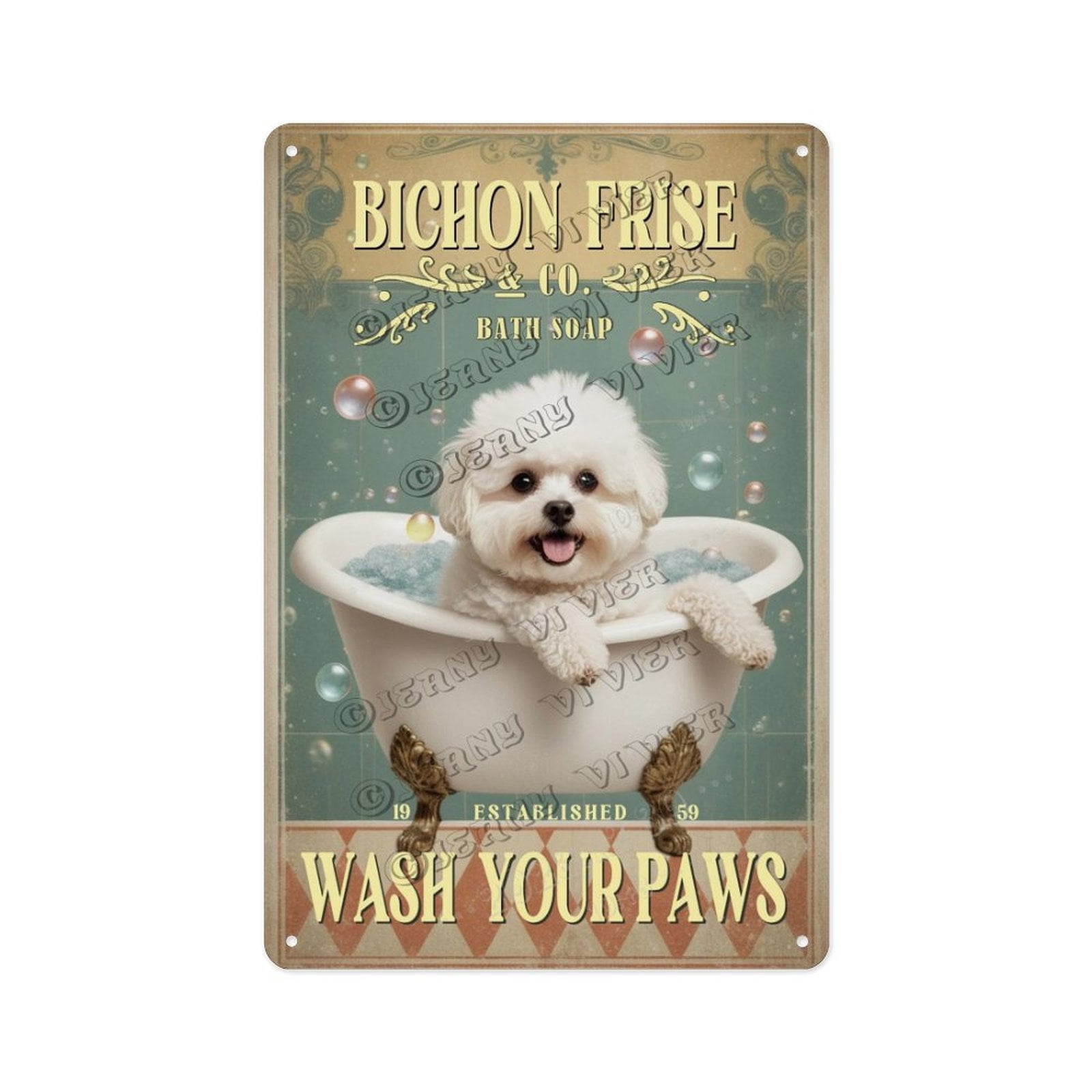 Bichon Frise Wash Your Paws – Fun Dog Wall Art, 5.5x8 Metal Sign ...