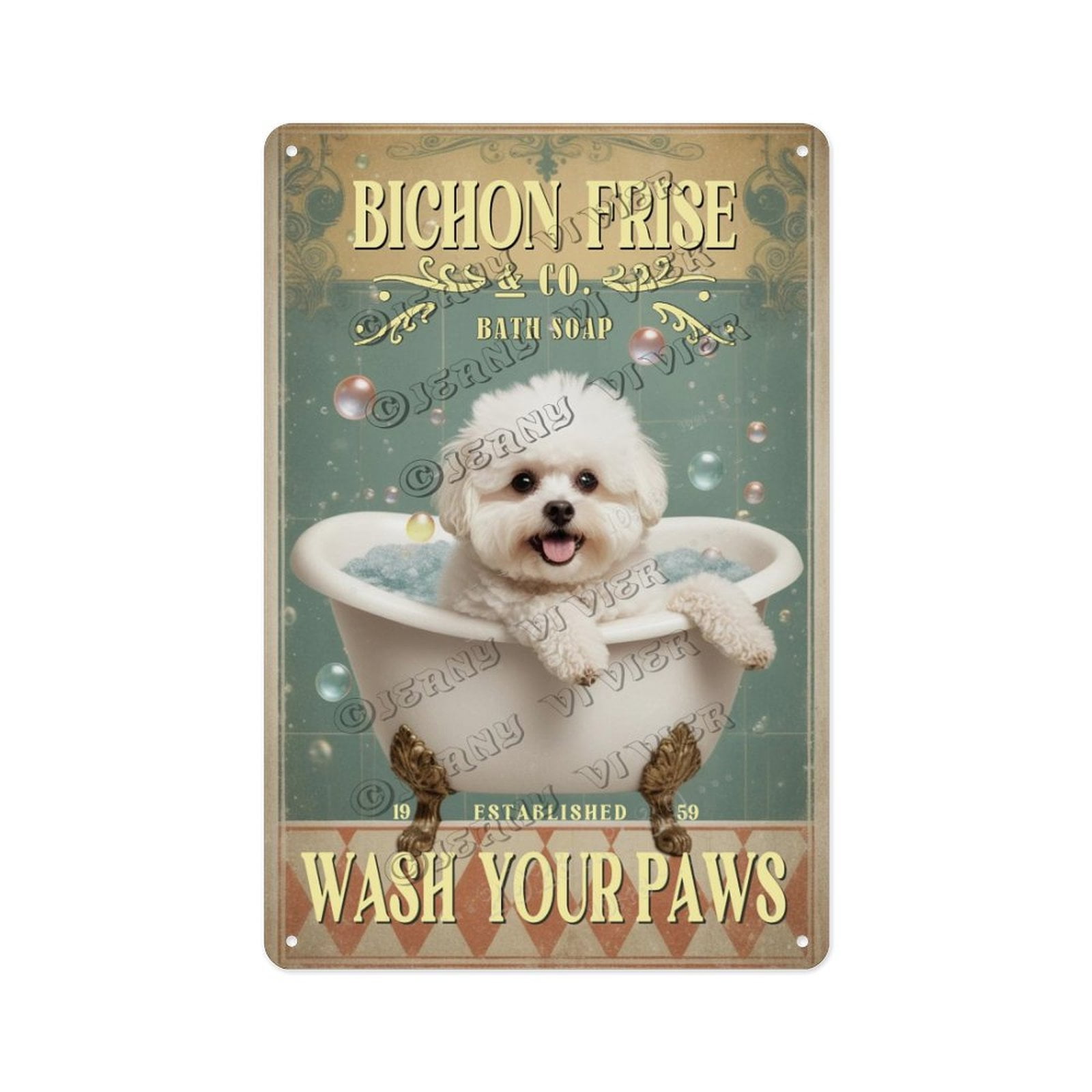 Bichon Frise Wash Your Paws – Fun Dog Wall Art, 8x12 Metal Sign ...