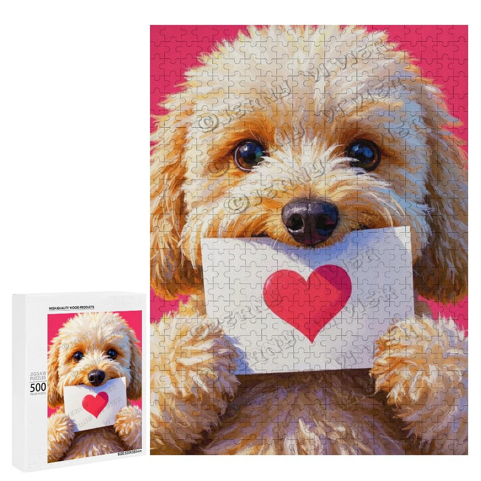 Bichon Frise With Heart 500 Piece Wooden Puzzle – Aesthetic Puzzle for ...