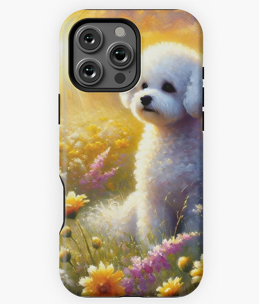 Bichon Frise in Sunlit Meadow Dog Phone Case for iPhone 16 15 14 13 12 ...