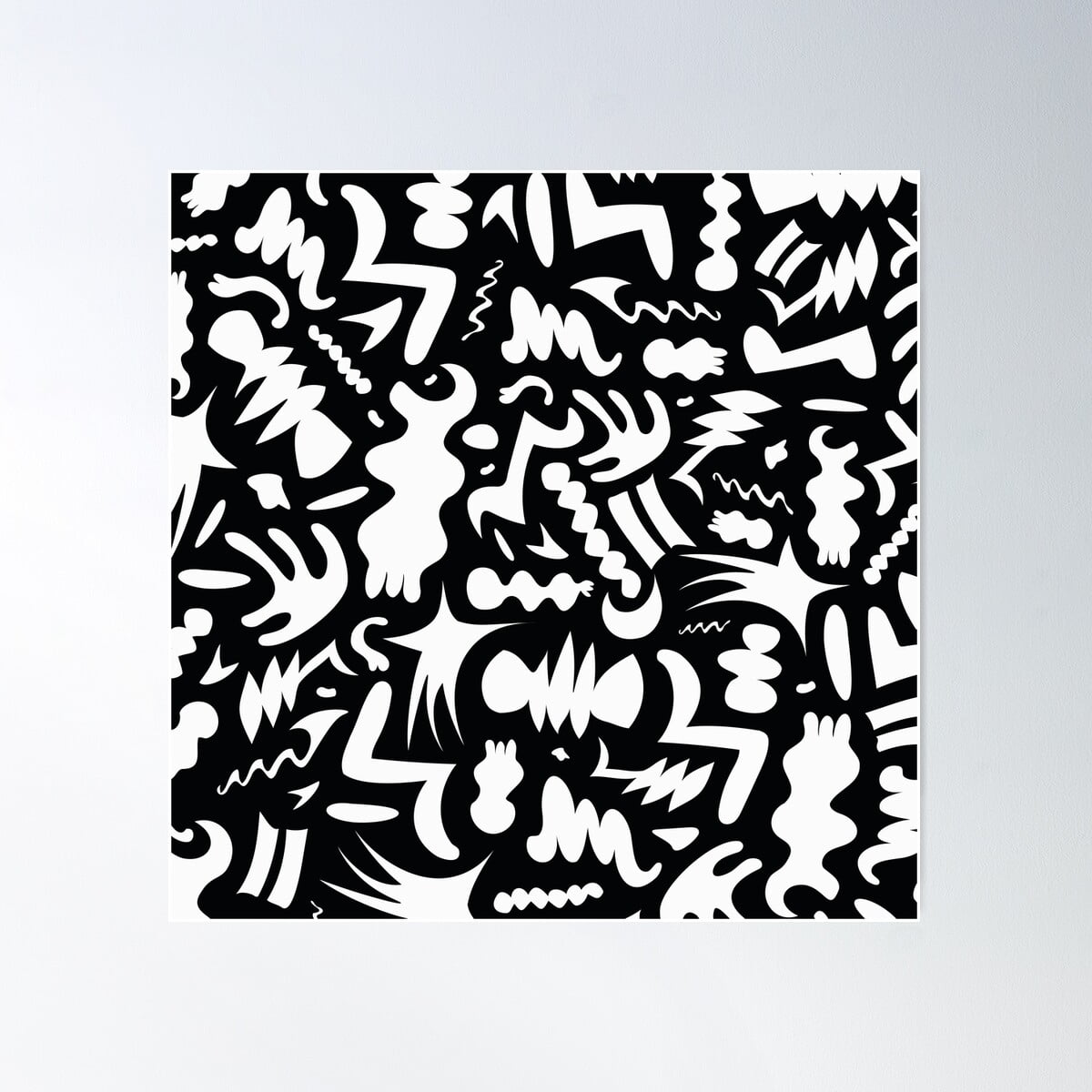 Bichromatic Simple And Wavy Bone Shapes Pattern In Black And White ...