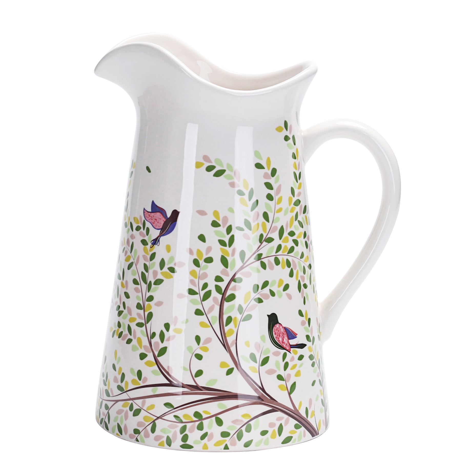 Bico Bird On Tree Ceramic 2.5 Quarts Pitcher with Handle, Decorative ...