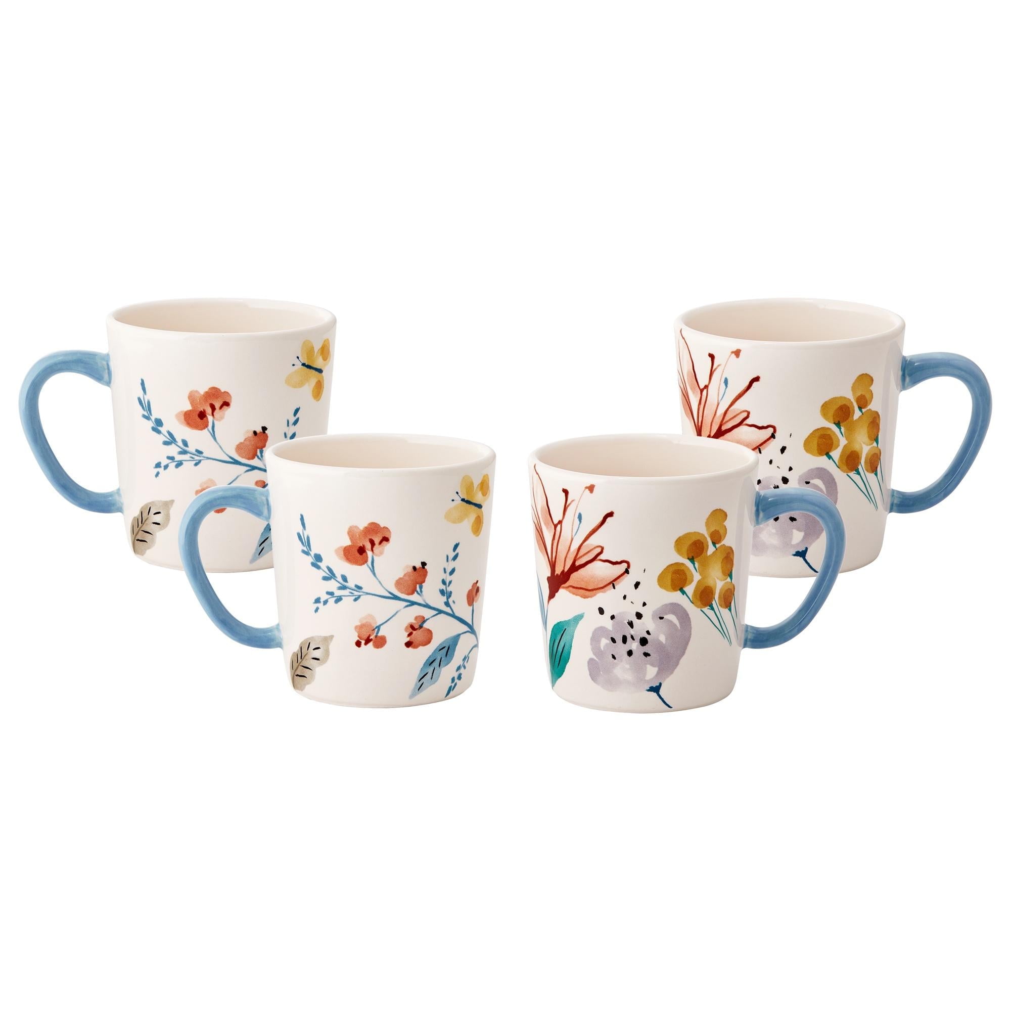 Bico Blossom Symphony Ceramic Mugs, Set of 4, for Coffee, Tea, Drinks ...