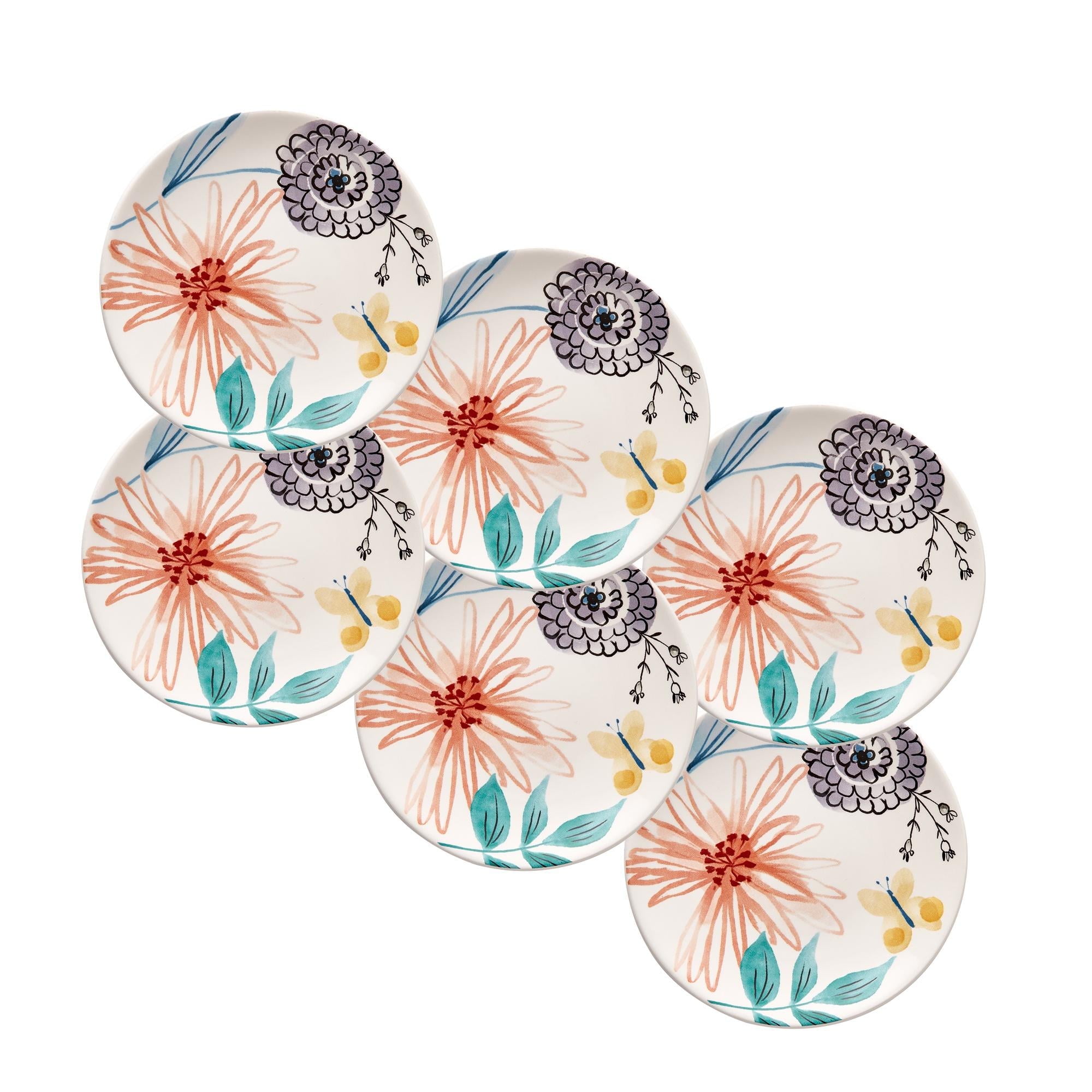 Bico Blosson Symphony Ceramic Appetizer Plates, 6 inch, Set of 4, for ...