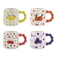 Bico Cartoon Fruit Pop Scalloped Ceramic Mugs with Handle, Set of 4 ...