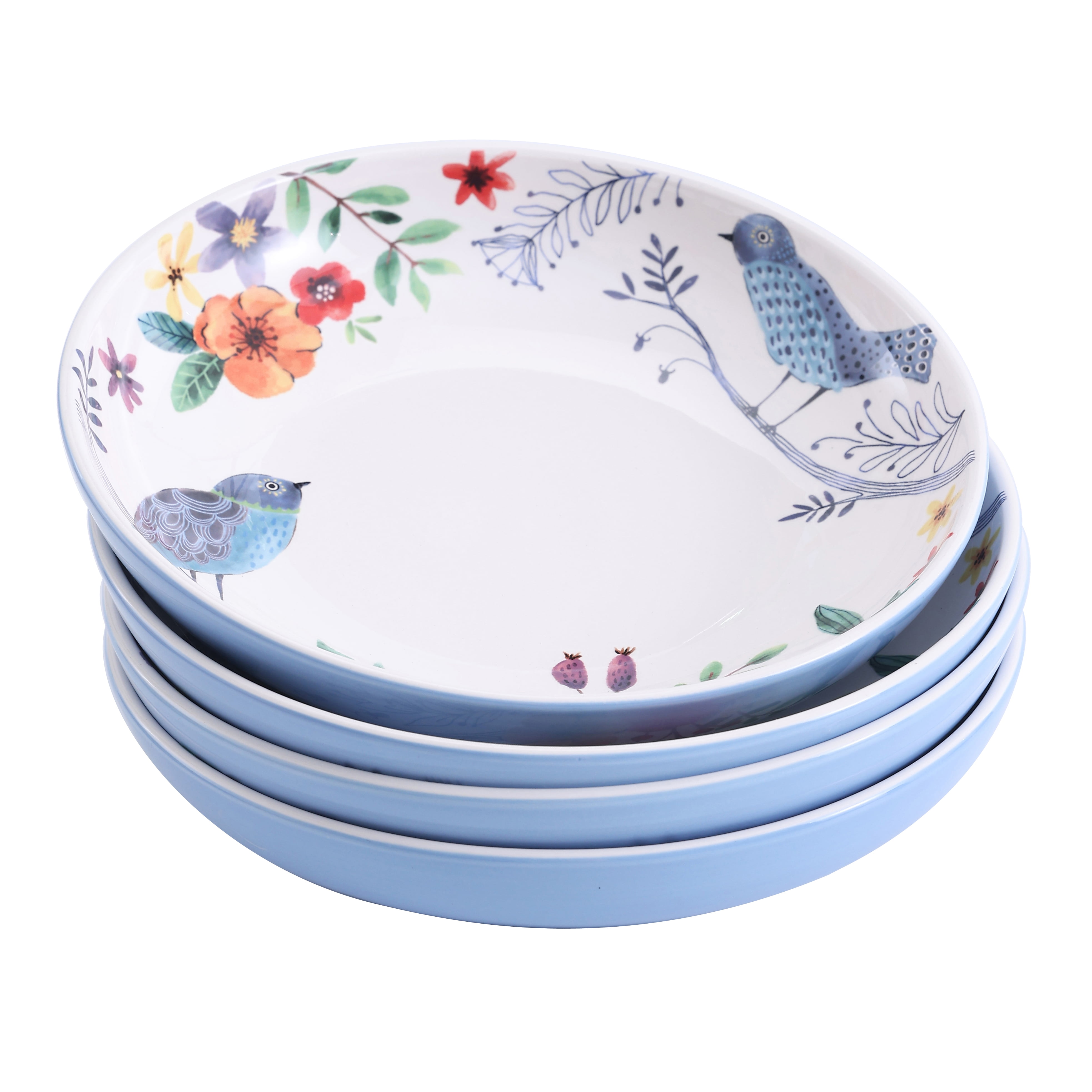 Bico Cyan Canary Ceramic 35oz Dinner Bowls, Set of 4, for Pasta, Salad ...
