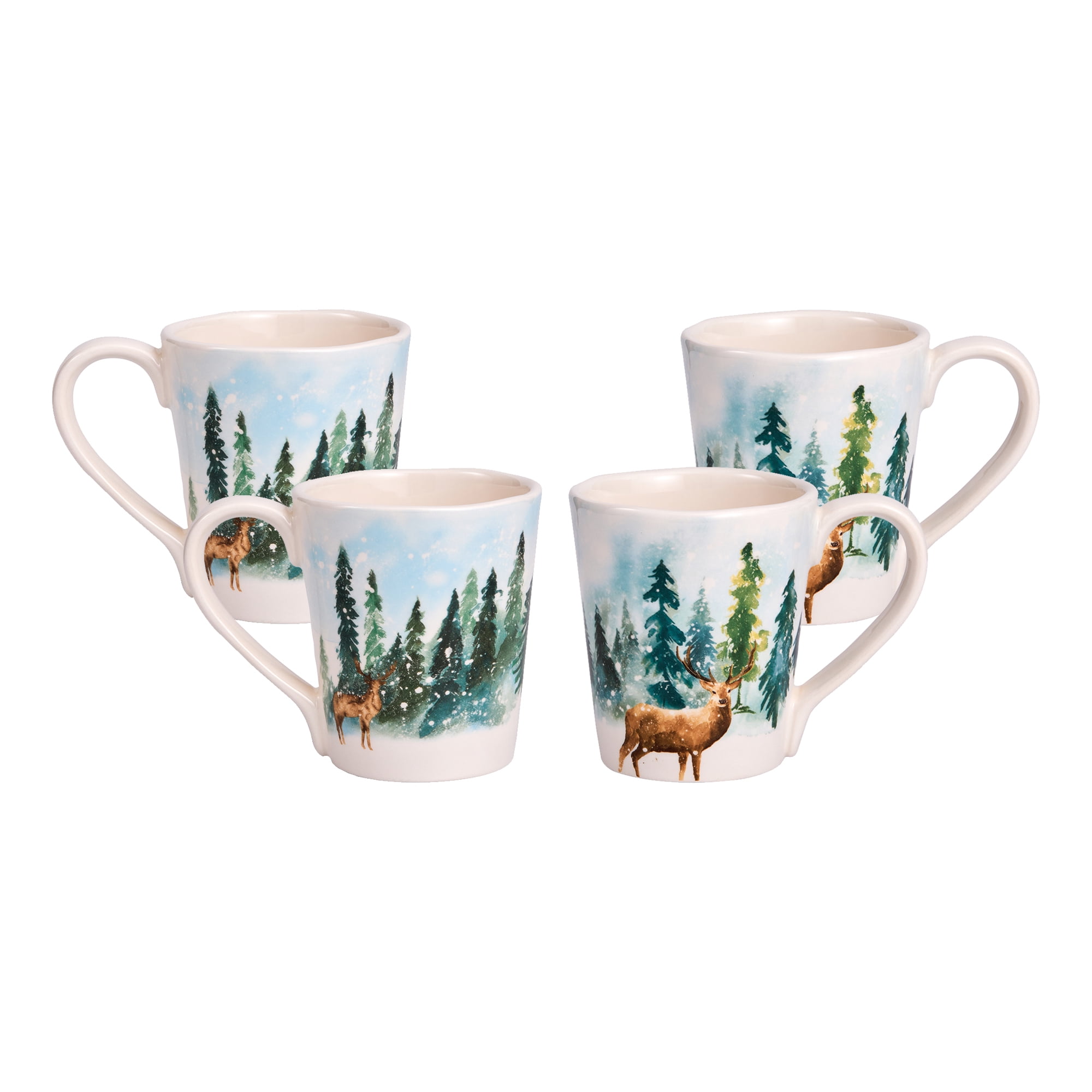Bico Enchanted Deer Dreamscape Ceramic Mugs, Set of 4, for Coffee, Tea ...