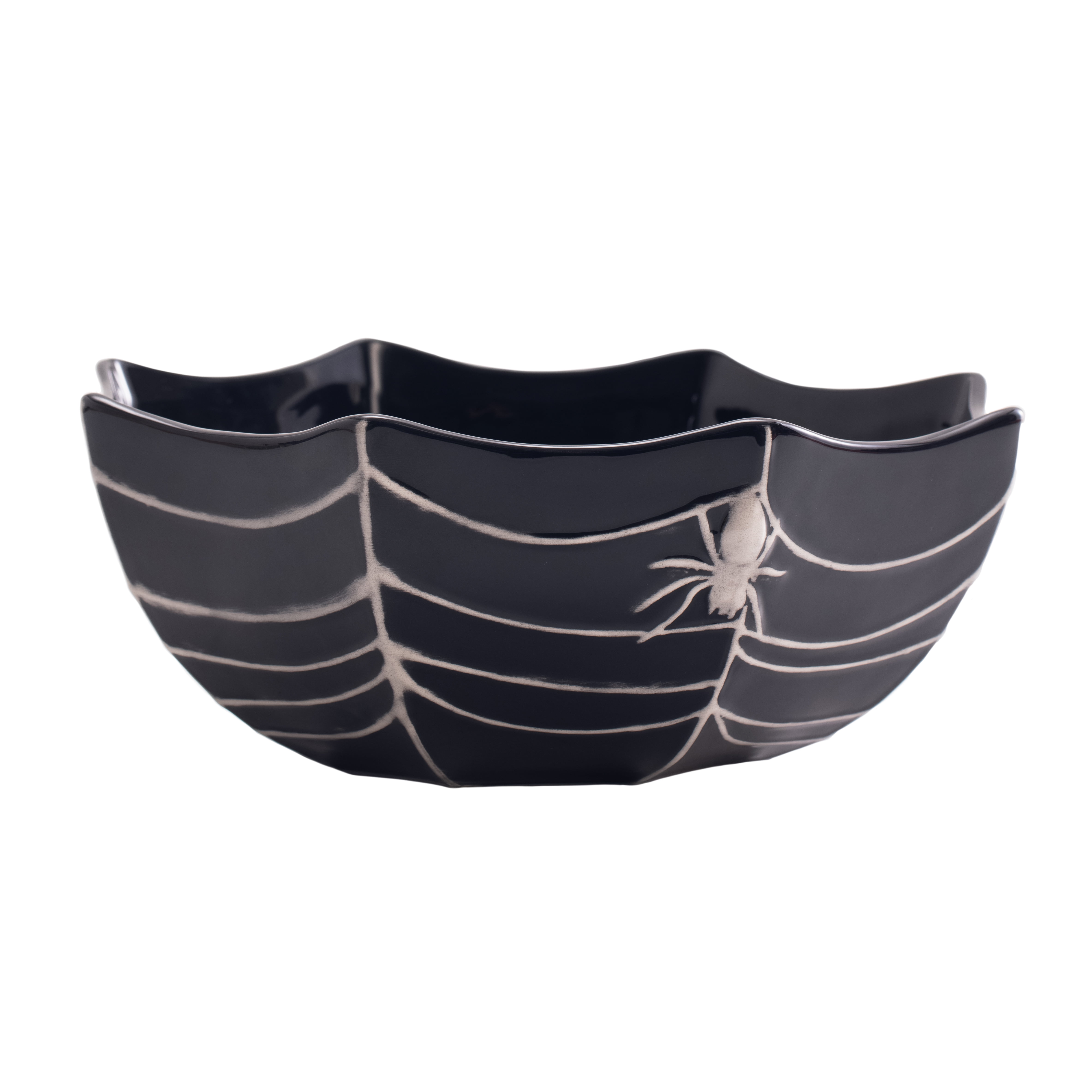 Bico Halloween Spider Web Ceramic Serving Bowl, 9.5 inch Black Candy ...