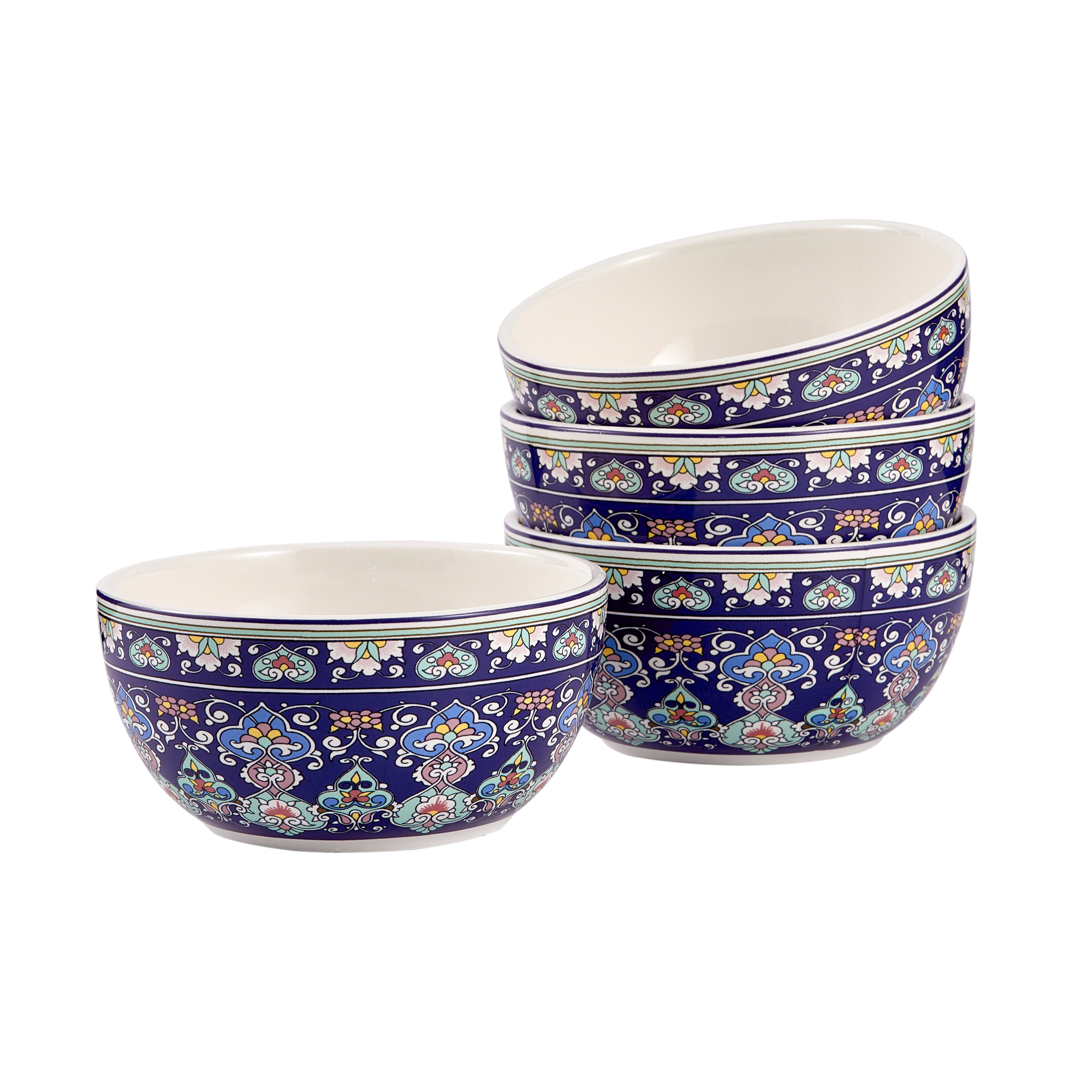 Bico Mandala Kaleidoscope Ceramic Cereal Bowls Set of 4, 26oz, for ...