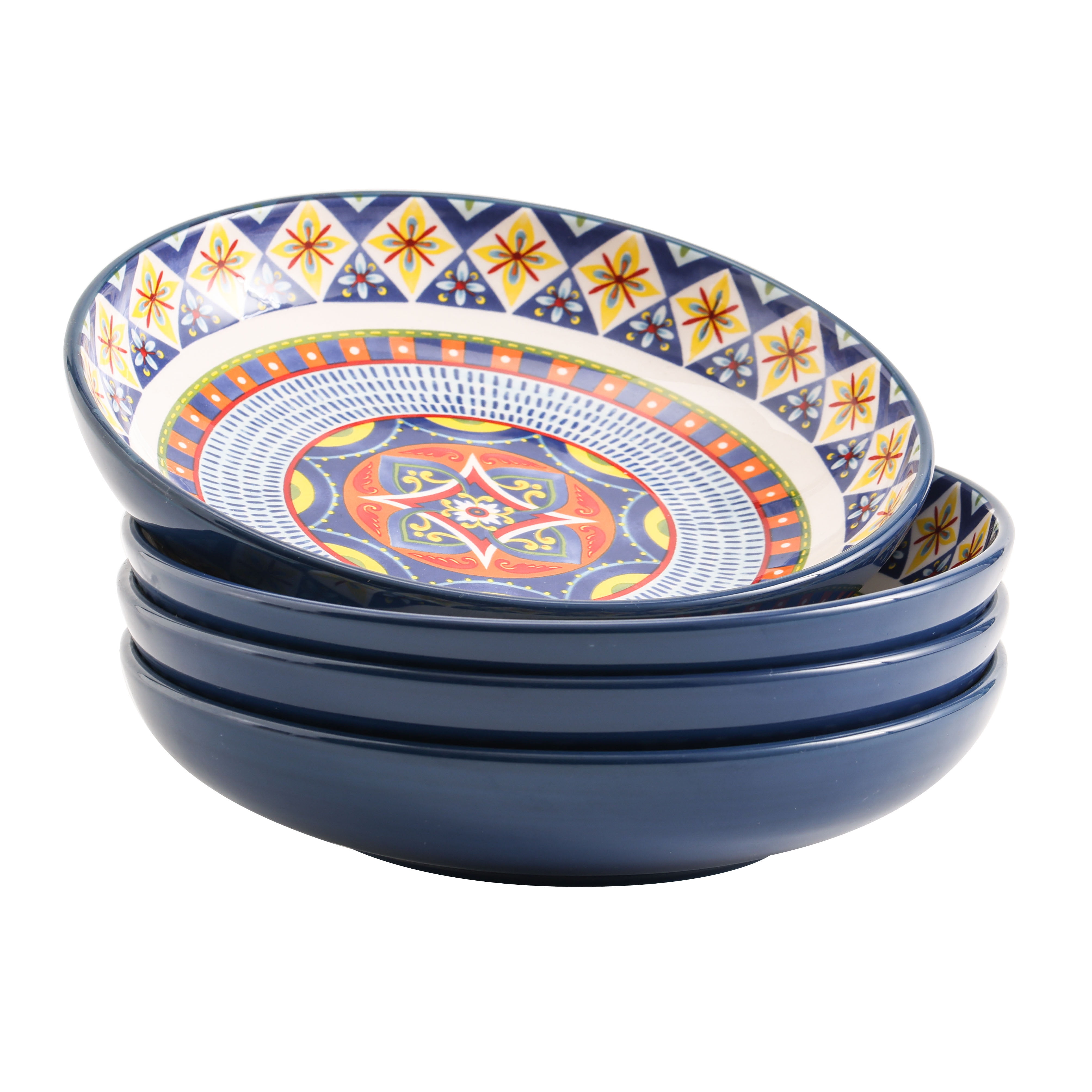 Bico Morocco Ceramic 35oz Dinner Bowls, Set of 4, for Pasta, Salad ...