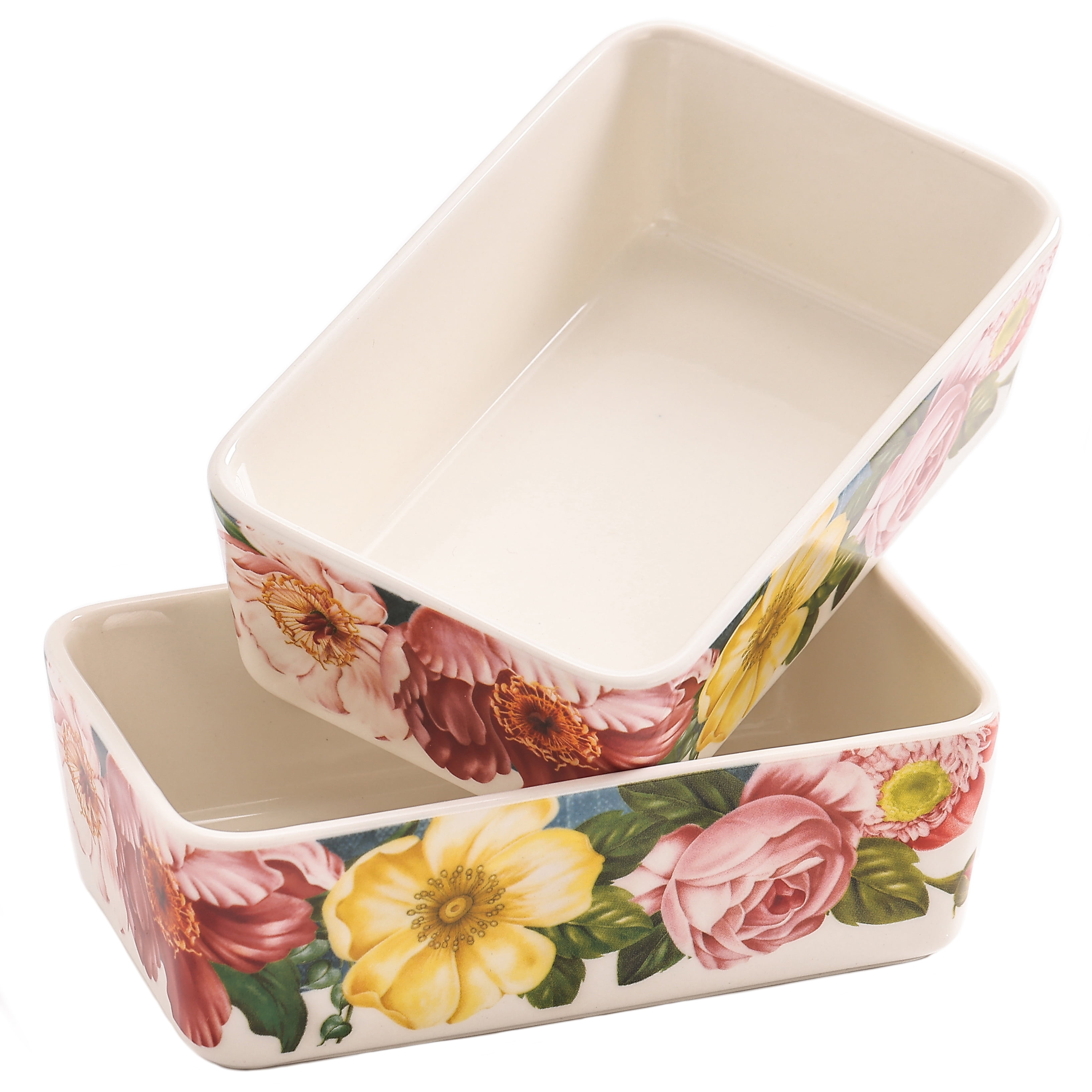 Bico Peony Heaven Stoneware Small Baking Dish Set, Set of 2, Lasagna ...
