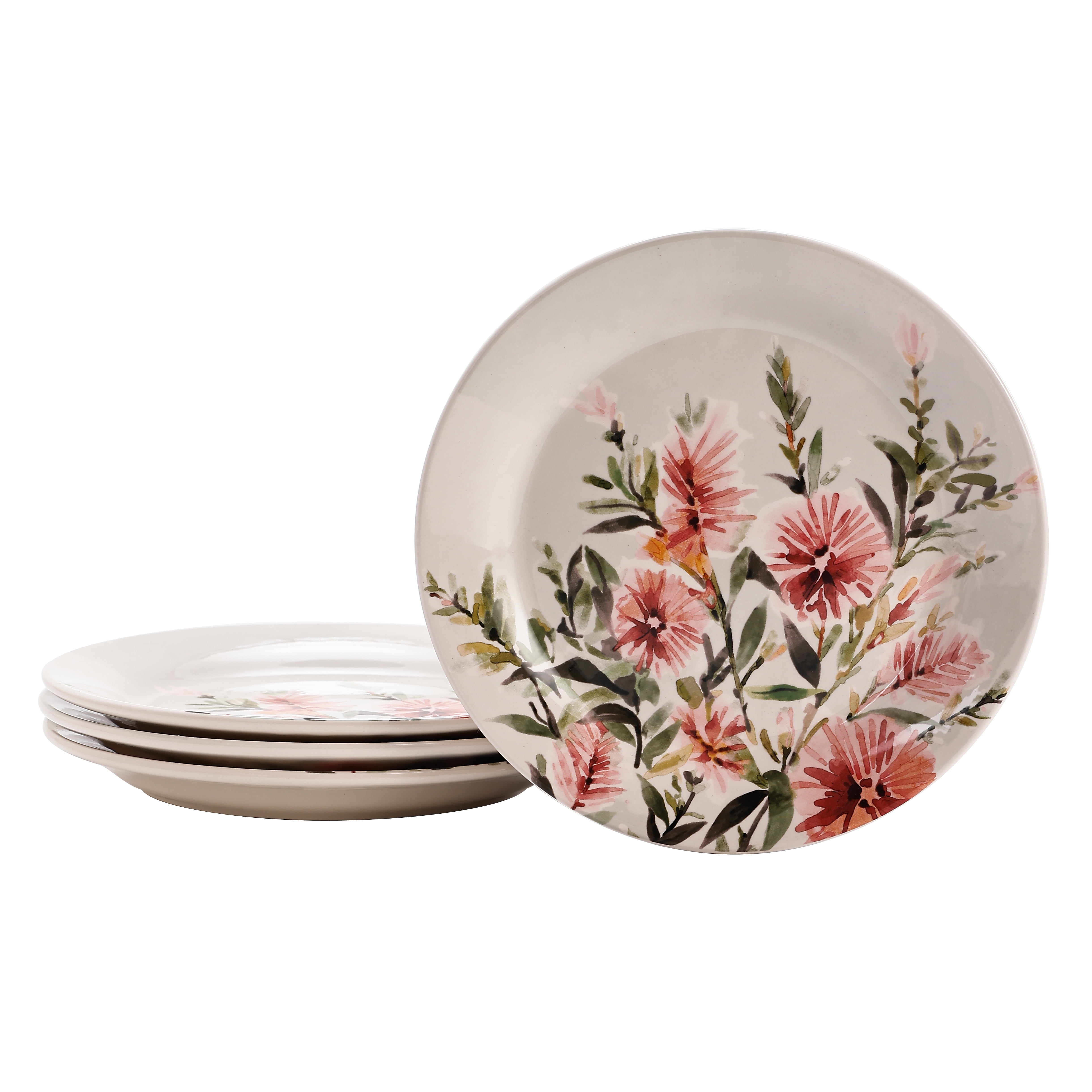 Bico Lead-Free Kitchen Dinnerware, Pink Dandelion Ceramic Salad Plates ...