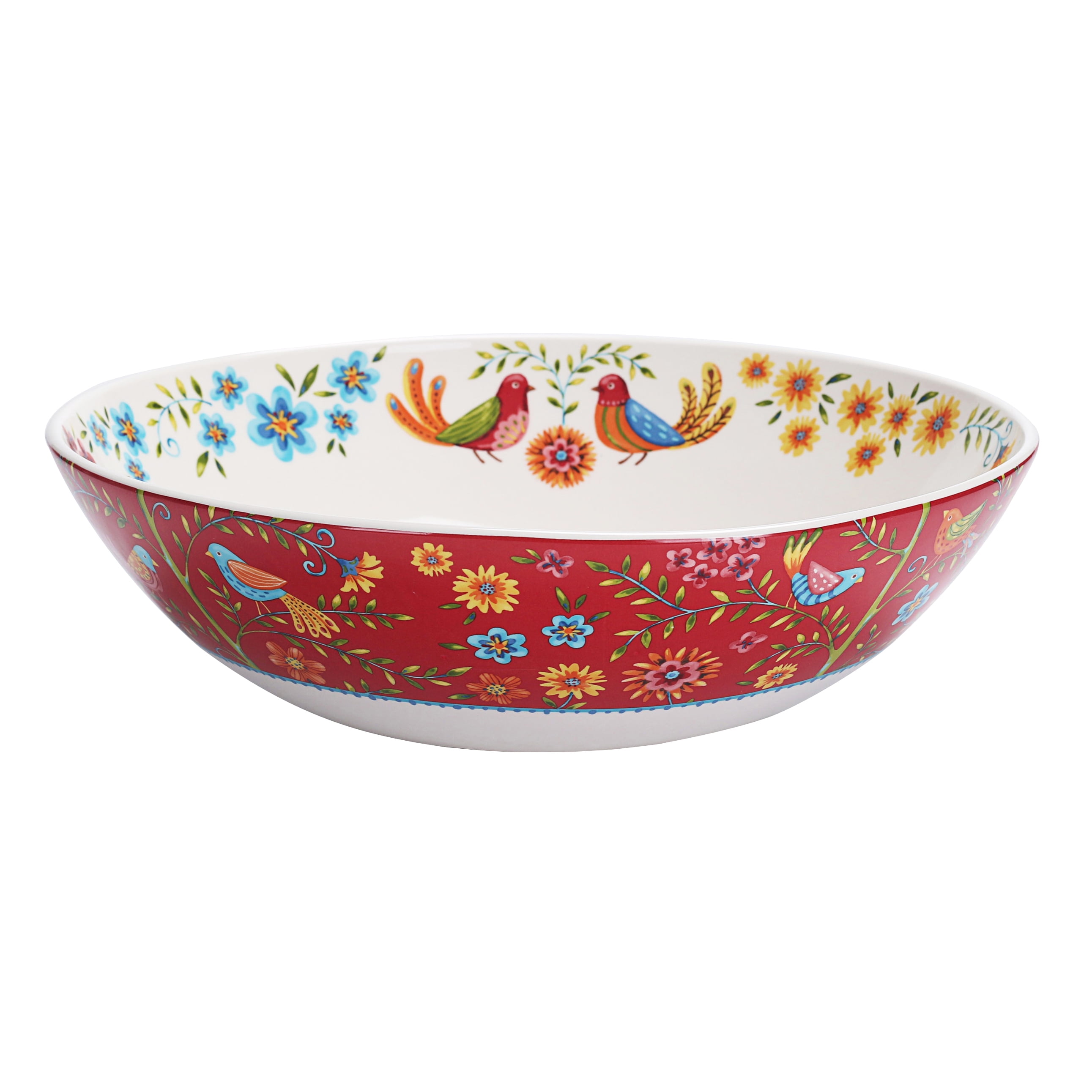 Bico Red Spring Bird Ceramic 13 inch Serving Bowl, Microwave ...