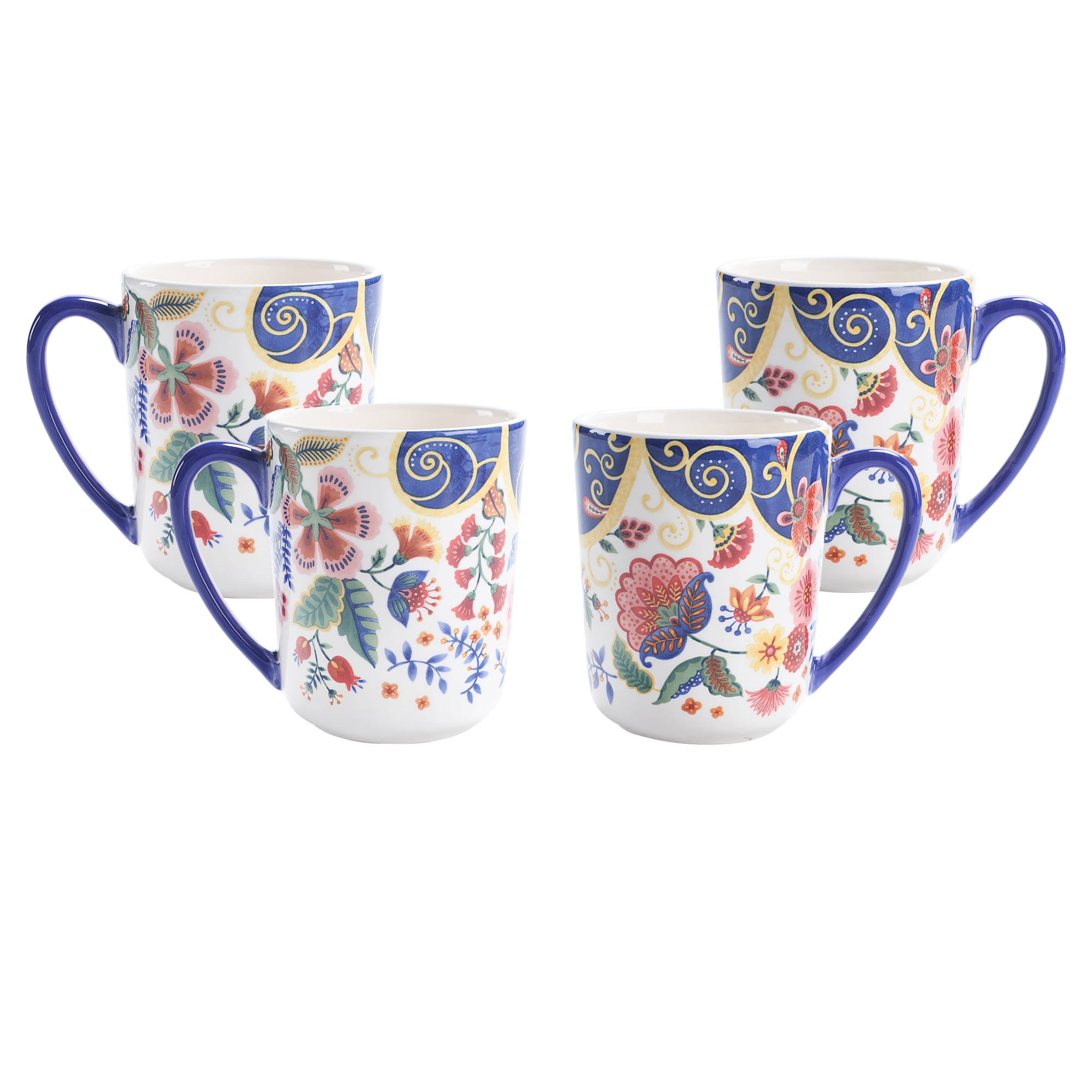 Bico Spiral Marrakesh Ceramic Mugs, Set of 4, for Coffee, Tea, Drinks ...
