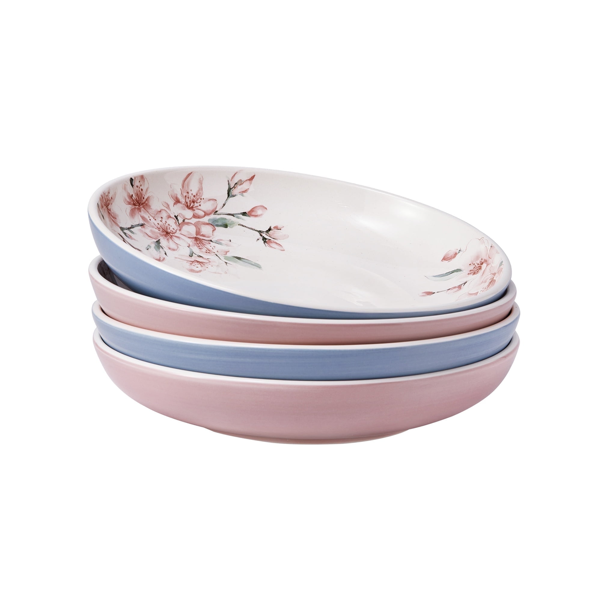 Bico Spring Sakura 35 oz Ceramic Pasta Bowls Set, Set of 4, Microwave ...