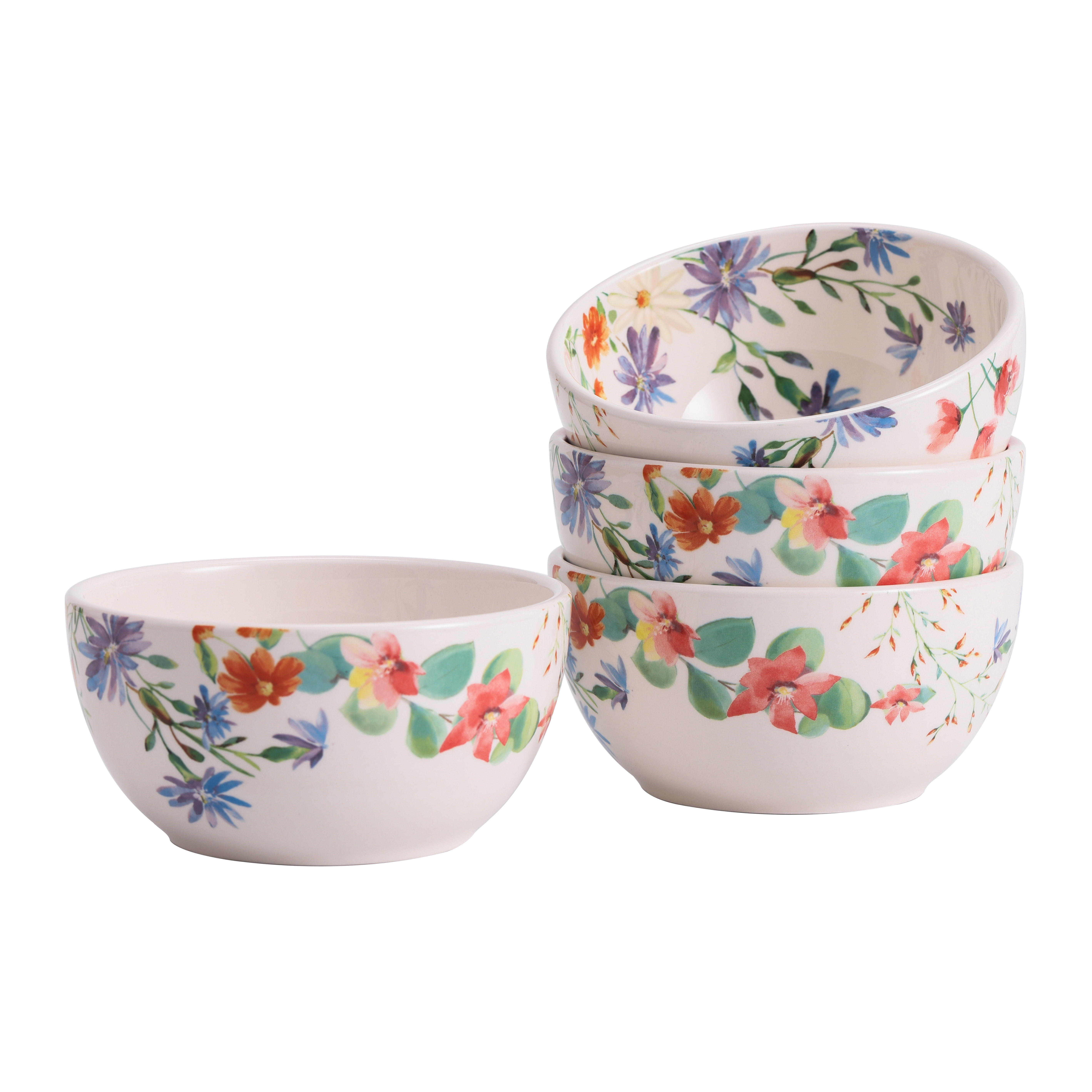 Bico Summer Provence Ceramic Bowls Set of 4, 26oz, for Pasta, Salad ...