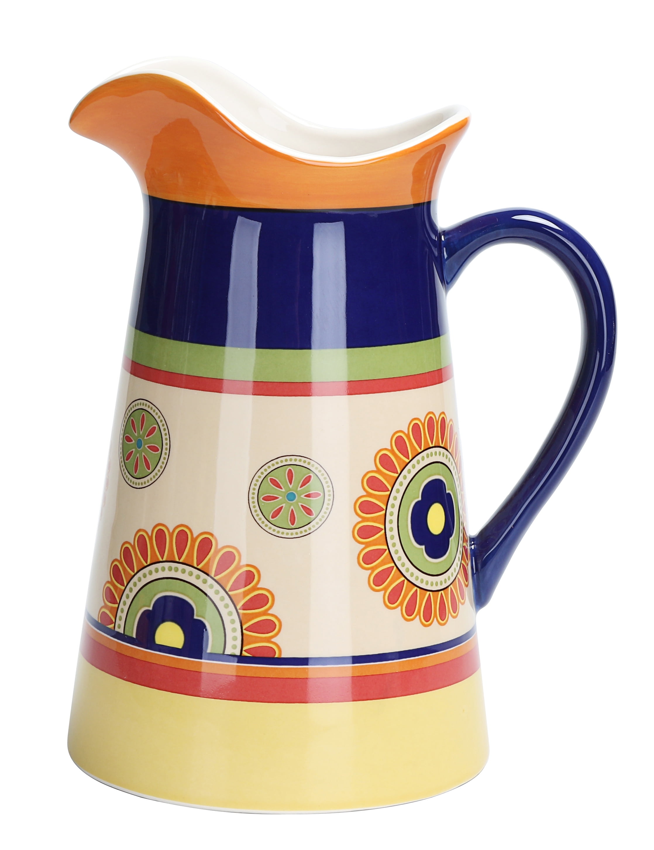 Bico Tunisian Ceramic 2.5 Quarts Pitcher with Handle, Decorative Vase ...