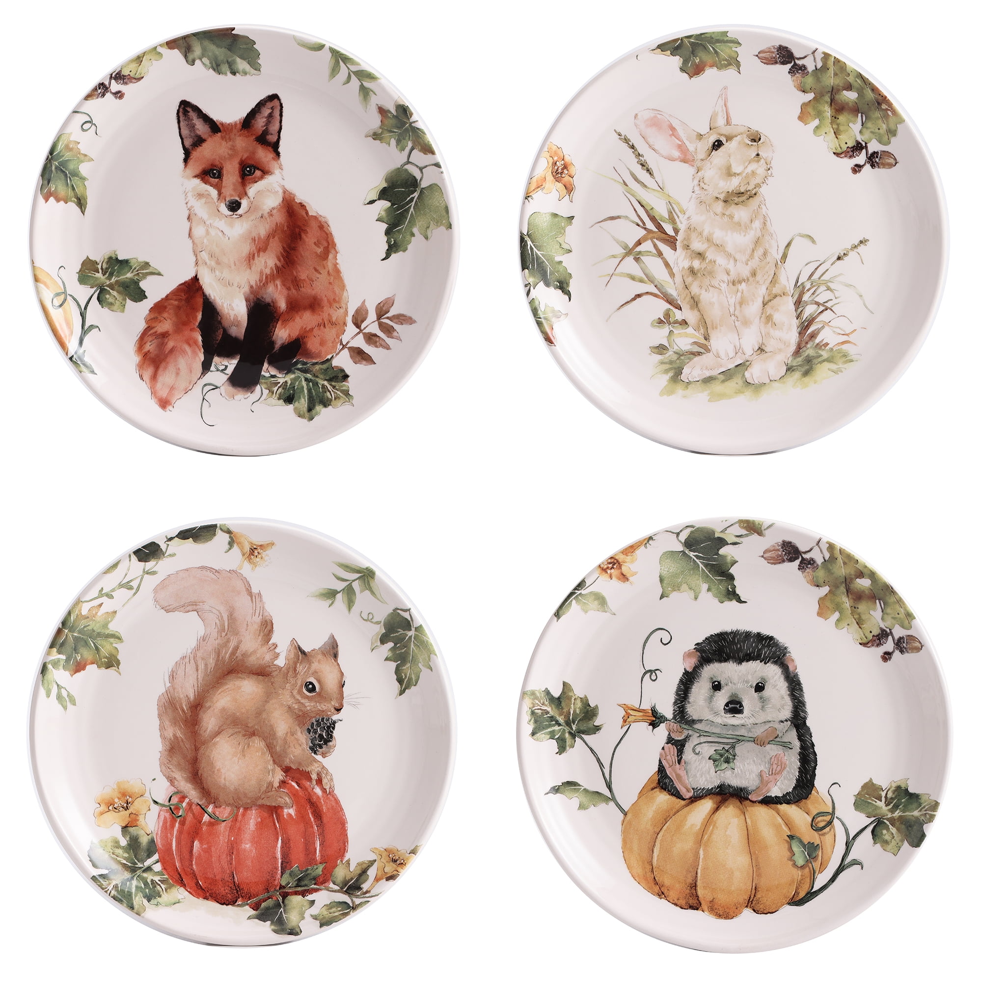Bico Woodland Critters Ceramic Salad Plates, 8.75 inch, Set of 4, for ...