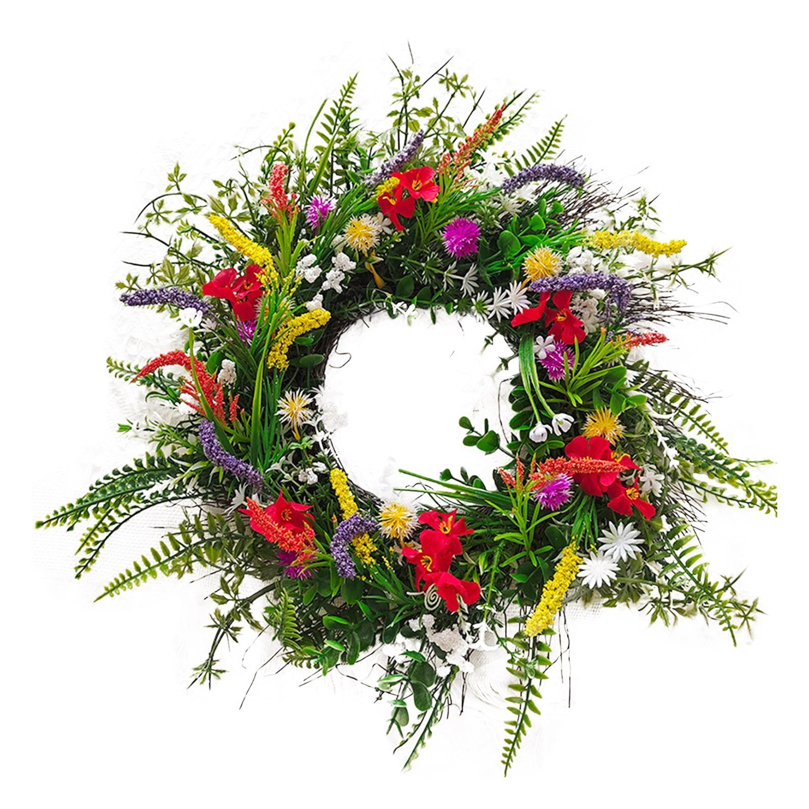 Bicoasu Artificial Wreaths,17.72" Spring Wreaths for Front Door, Summer ...
