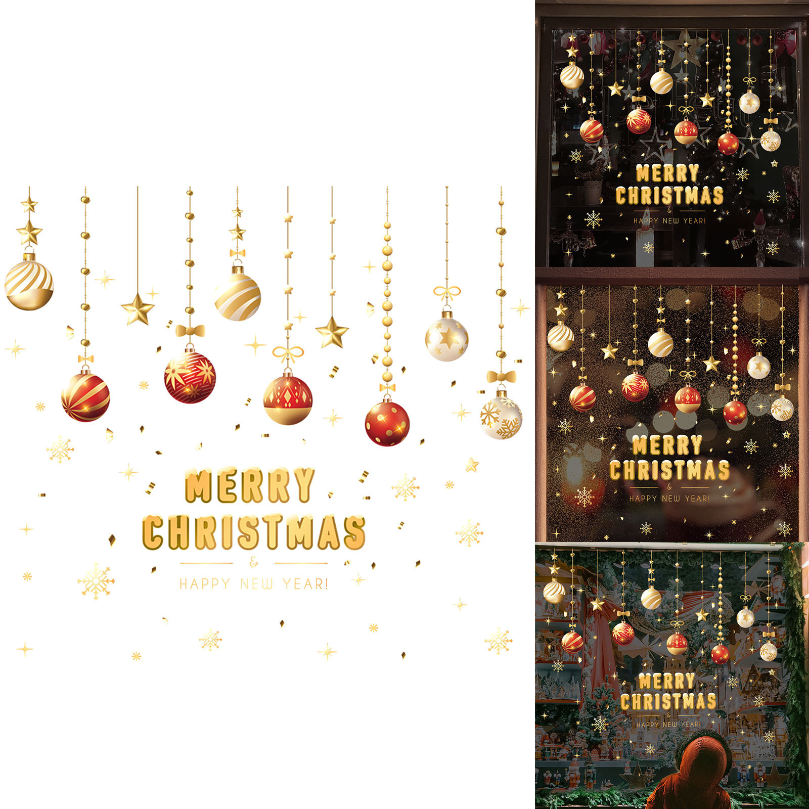 Bicoasu Christmas Decals Christmas Stickers Shopping Mall Window ...