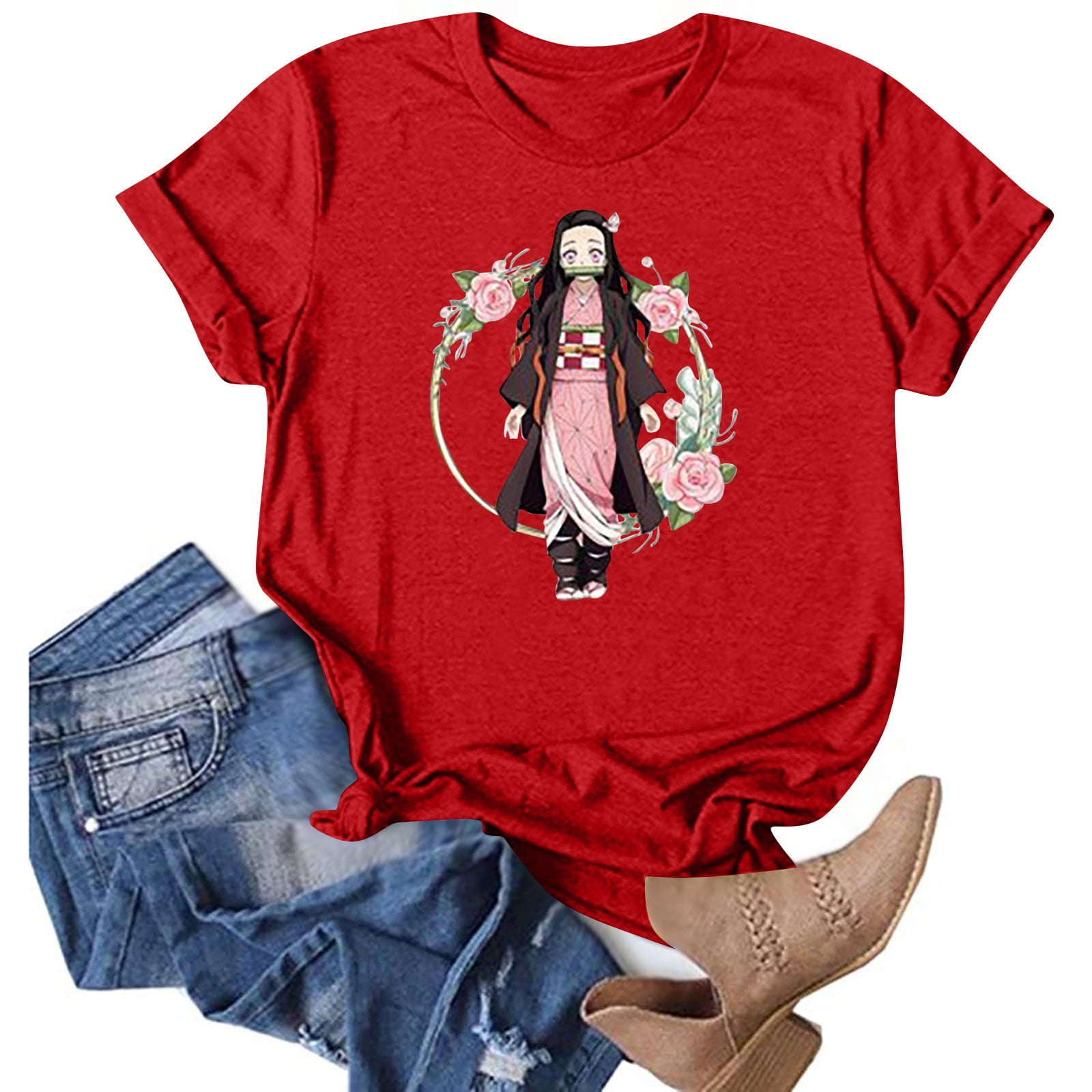 Bicoasu Demon Slayer Season 1 Kamado Nezuko Women's Summer Casual Loose ...