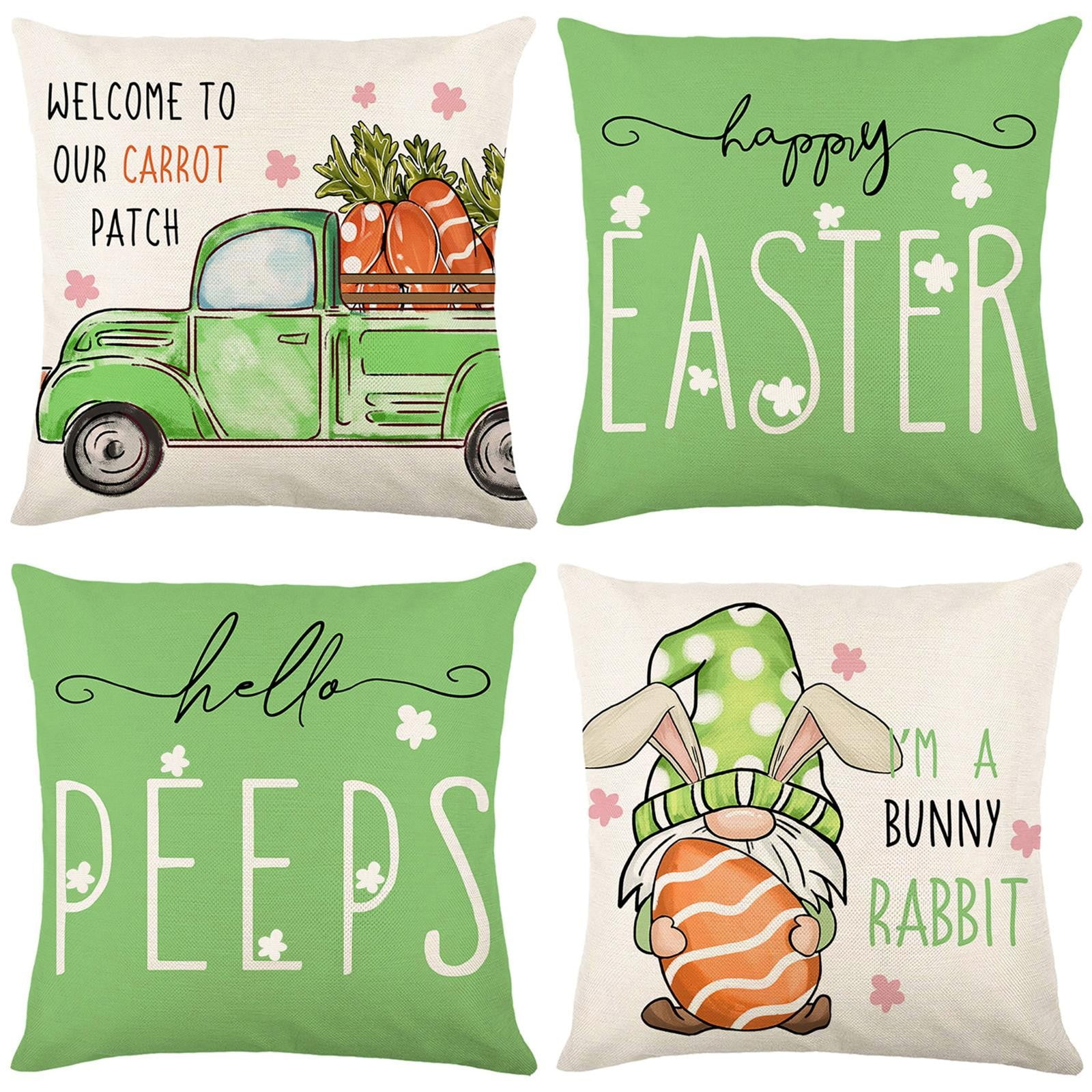 Bicoasu Easter Decorations for The Home 4 Pieces Easter Pillow-Case ...