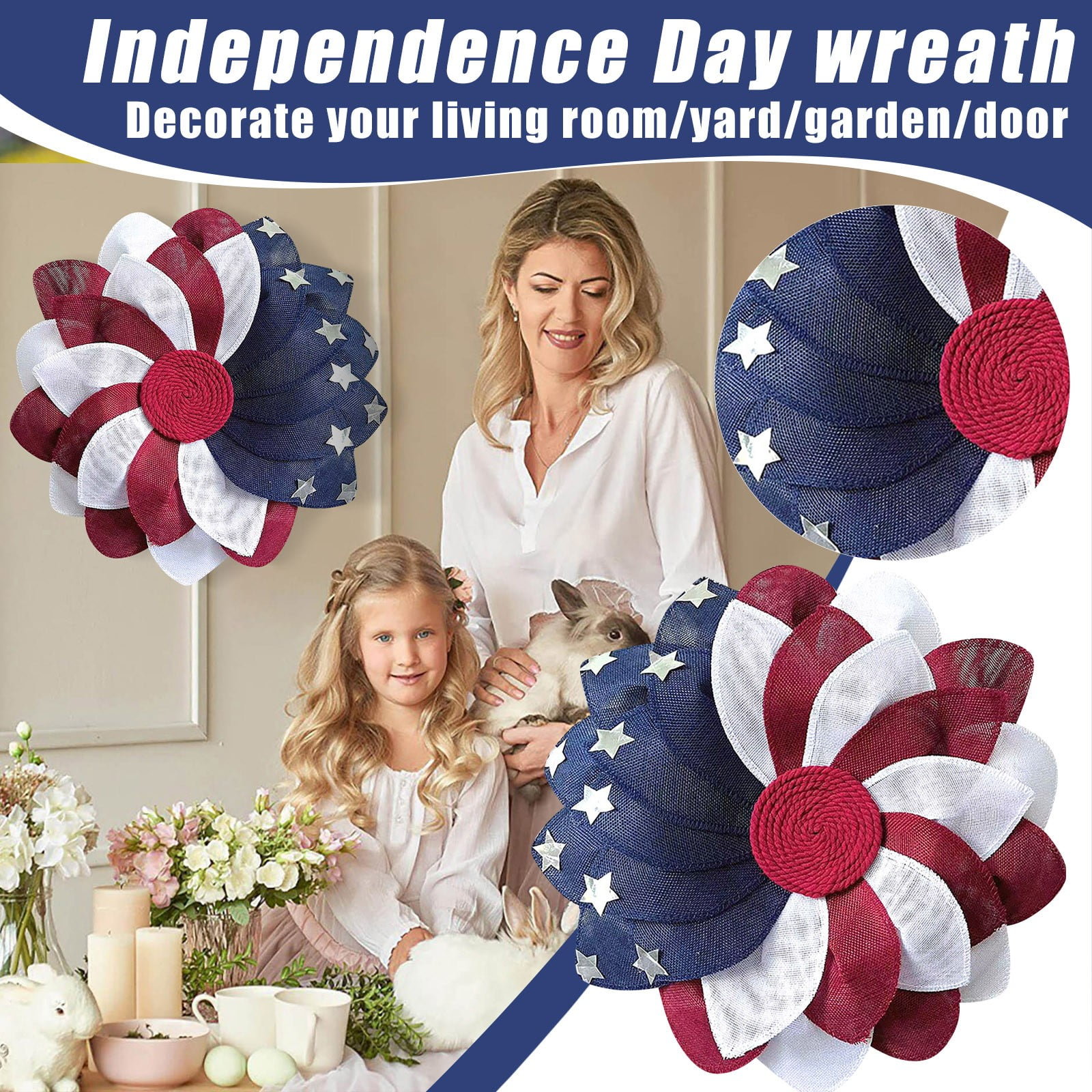 Bicoasu Front Door Ready: 4th of July Wreath Featuring Americana ...
