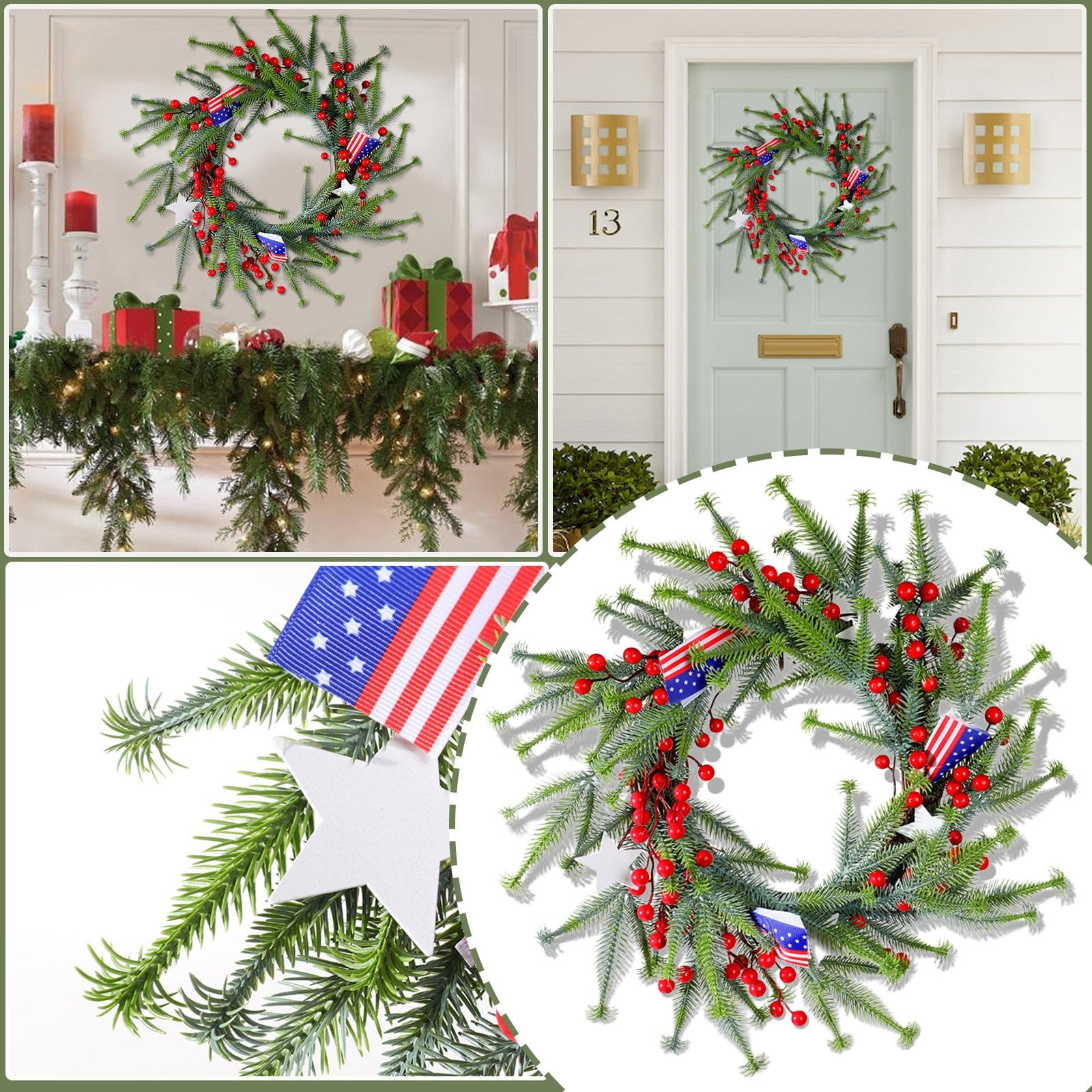 Bicoasu Independence Honor Wreath - Commemoration Day Wreaths for Home ...