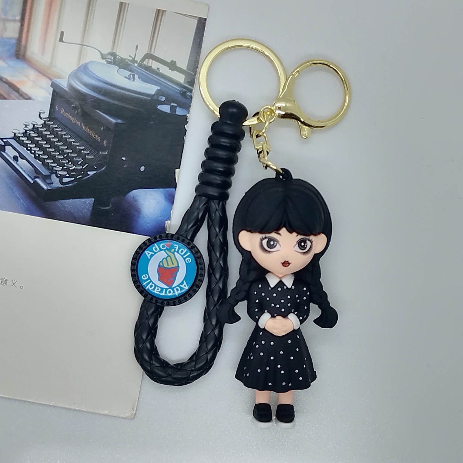 Bicoasu Wednesday Addams Charm Keychain,Cute Character Epoxy Keychain ...