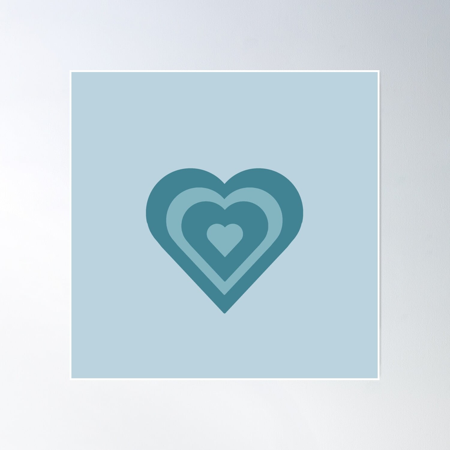 Bicolor Azure Heart Poster Wall Art, Modern Wall Decor, 16x16 UNFRAMED ...