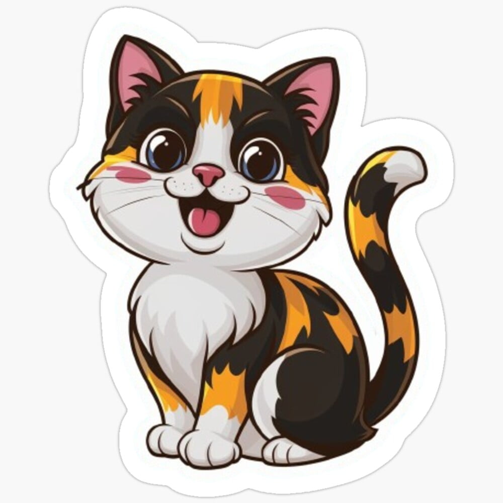 Bicolor Cat Sticker Phone Decal Water Bottle Stickers Car Decals ...