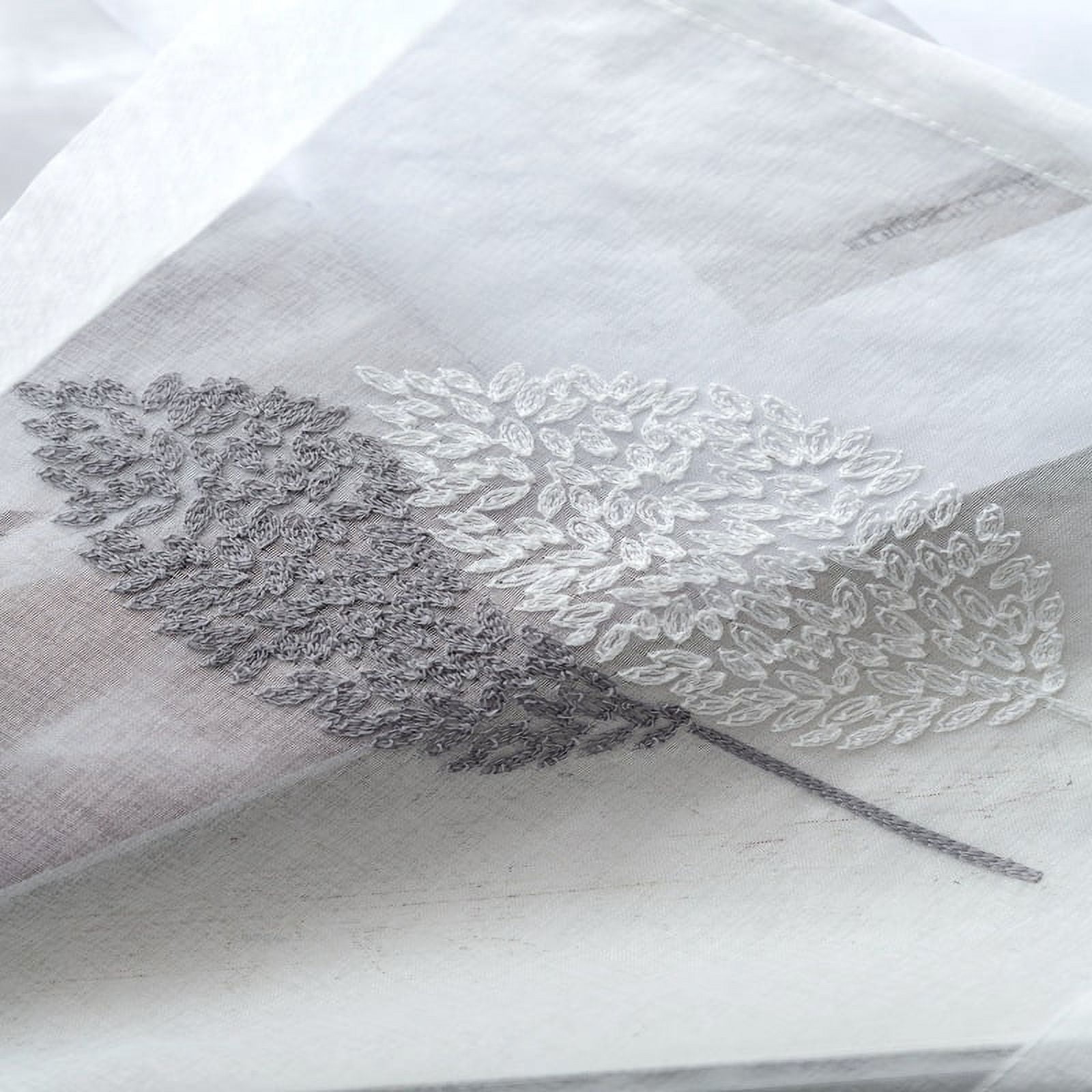 Bicolor Leaves Embroidered Transparent White Tulle Curtains for Living ...