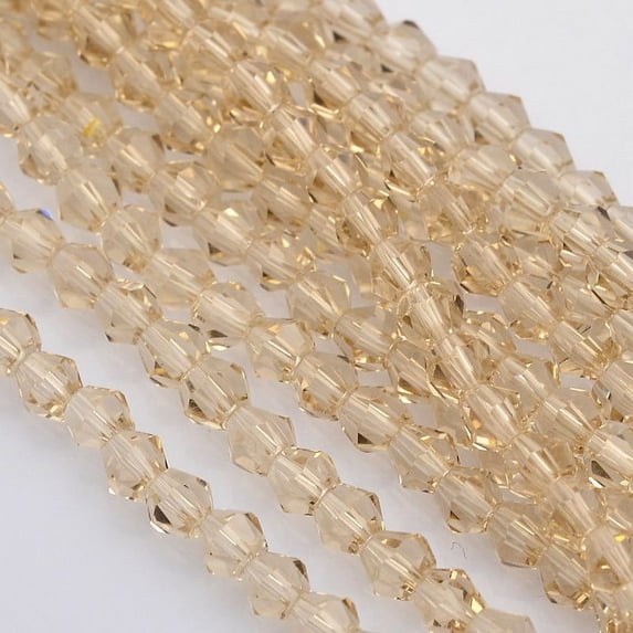 Bicone Glass Beads Strands Faceted PeachPuff 4x4mm Hole: 0.8~1mm 75 ...
