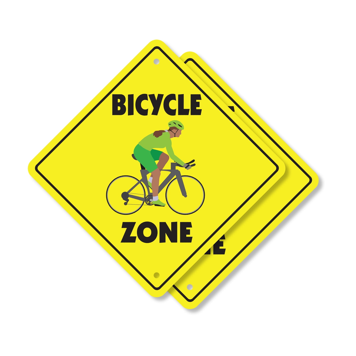 Bicycle (2 Pack) Plastic Crossing Sign - 12 Inch X 12 Inch Xing Sign ...