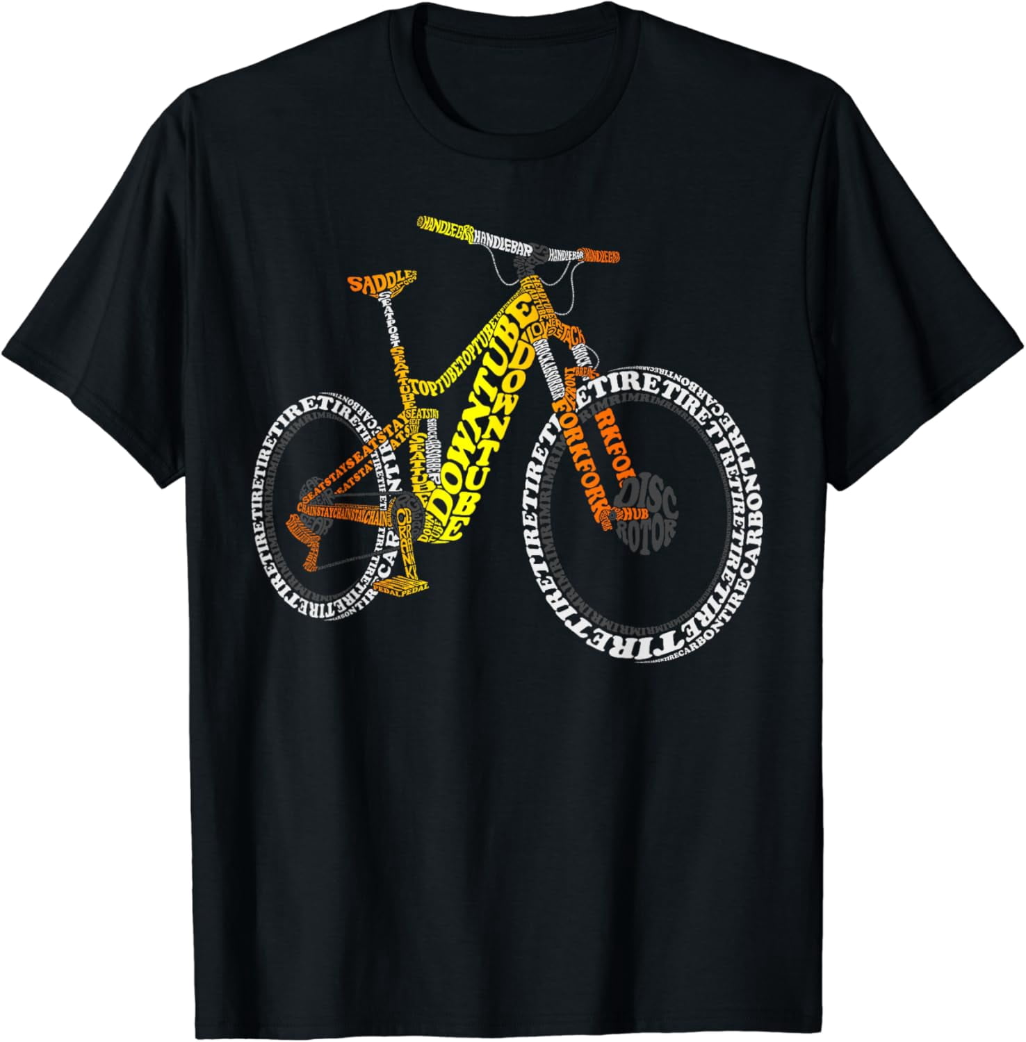 Bicycle Anatomy Mountain Bike Mtb Parts Biker Rider T Shirt - Walmart.com