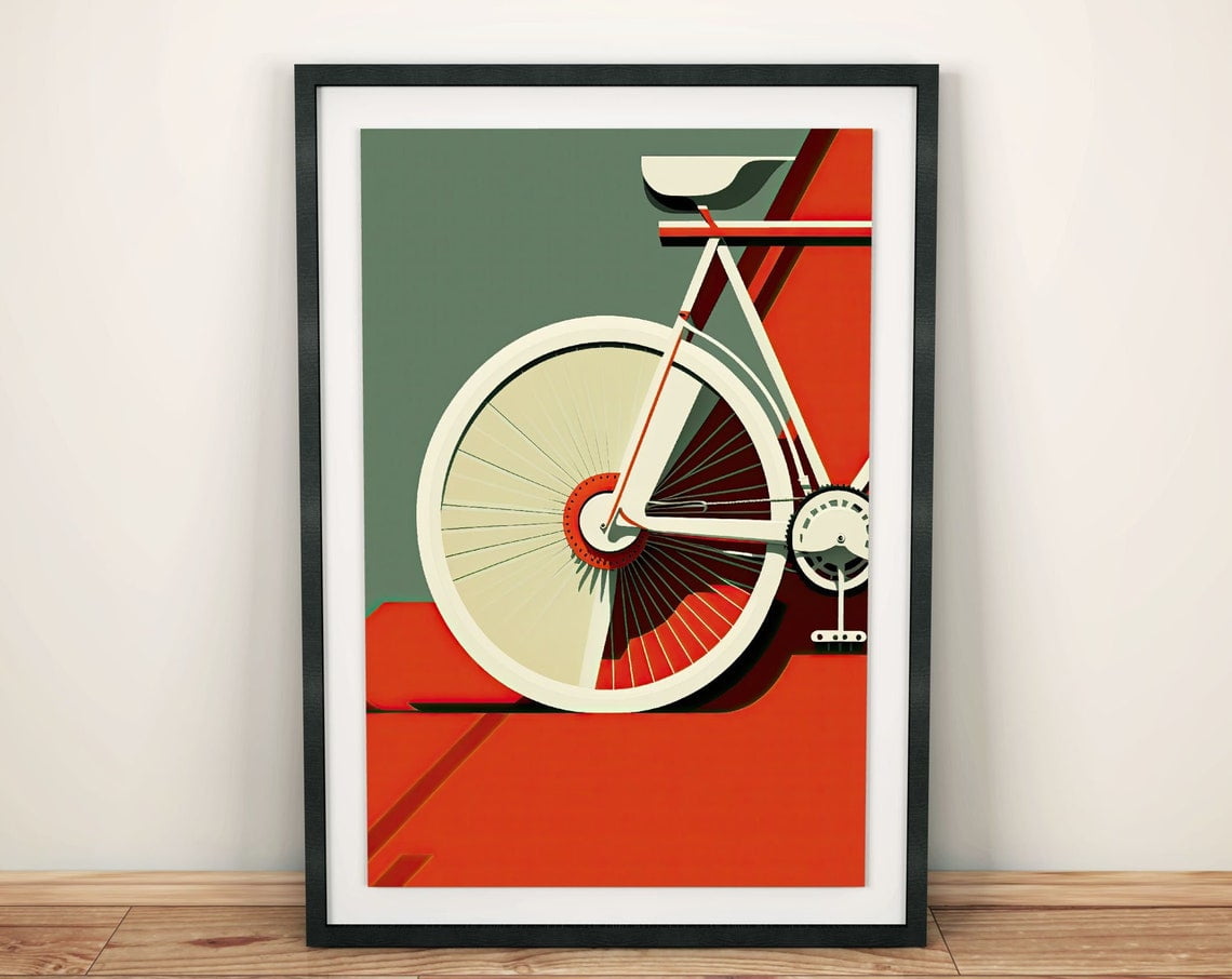 Bicycle Bauhaus Poster Abstract Bicycle Wall Art Vintage Mid-Century ...