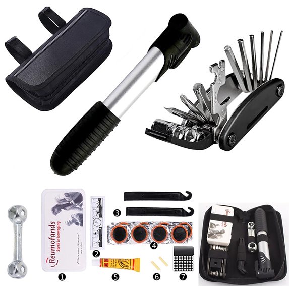 DERCLIVE Bike Repair Kit with Mini Pump, Tire Levers, Wrench ...