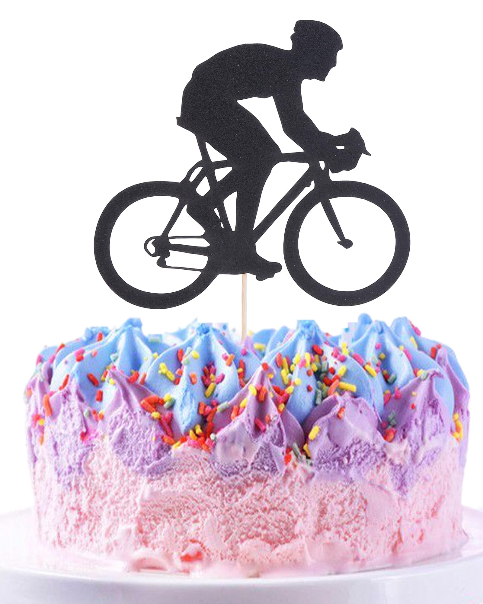 Bicycle Birthday Cake SCH4 Topper - Black Glitter Bicycle Can DIY Free ...