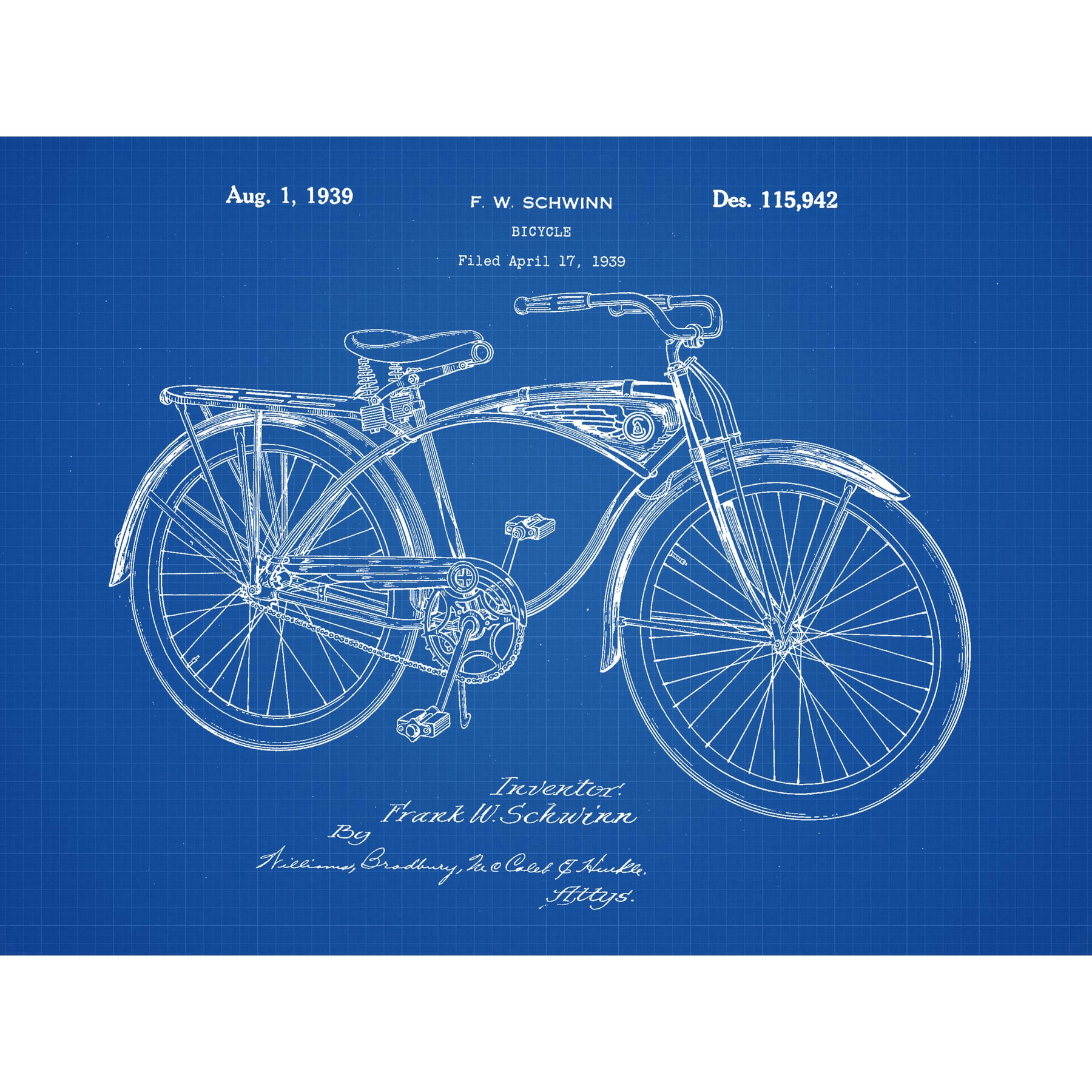 Bicycle Blueprint Extra Large XL Wall Art Poster Print - Walmart.com