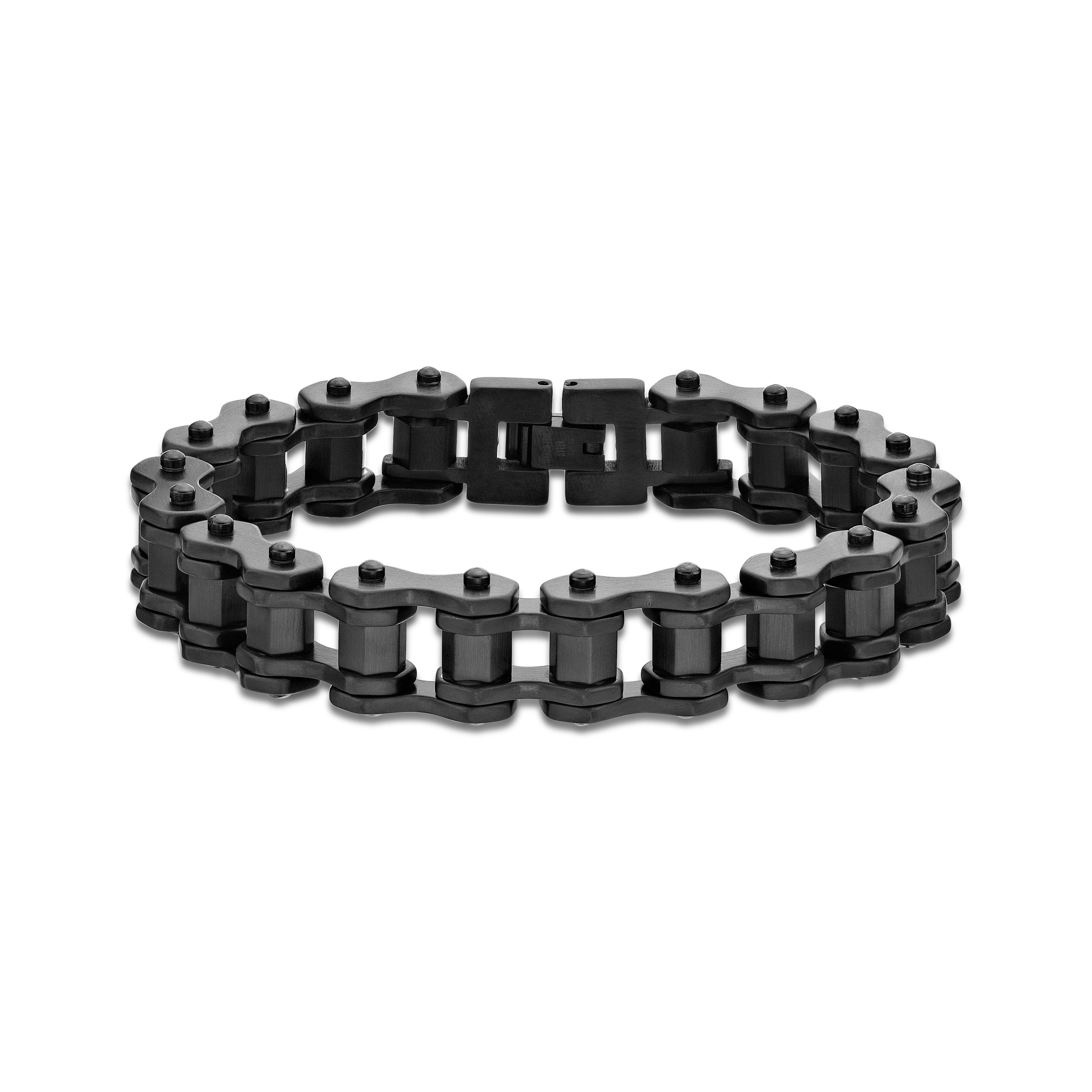 Bicycle Chain Bracelet for Men in Stainless Steel with Black Ion ...