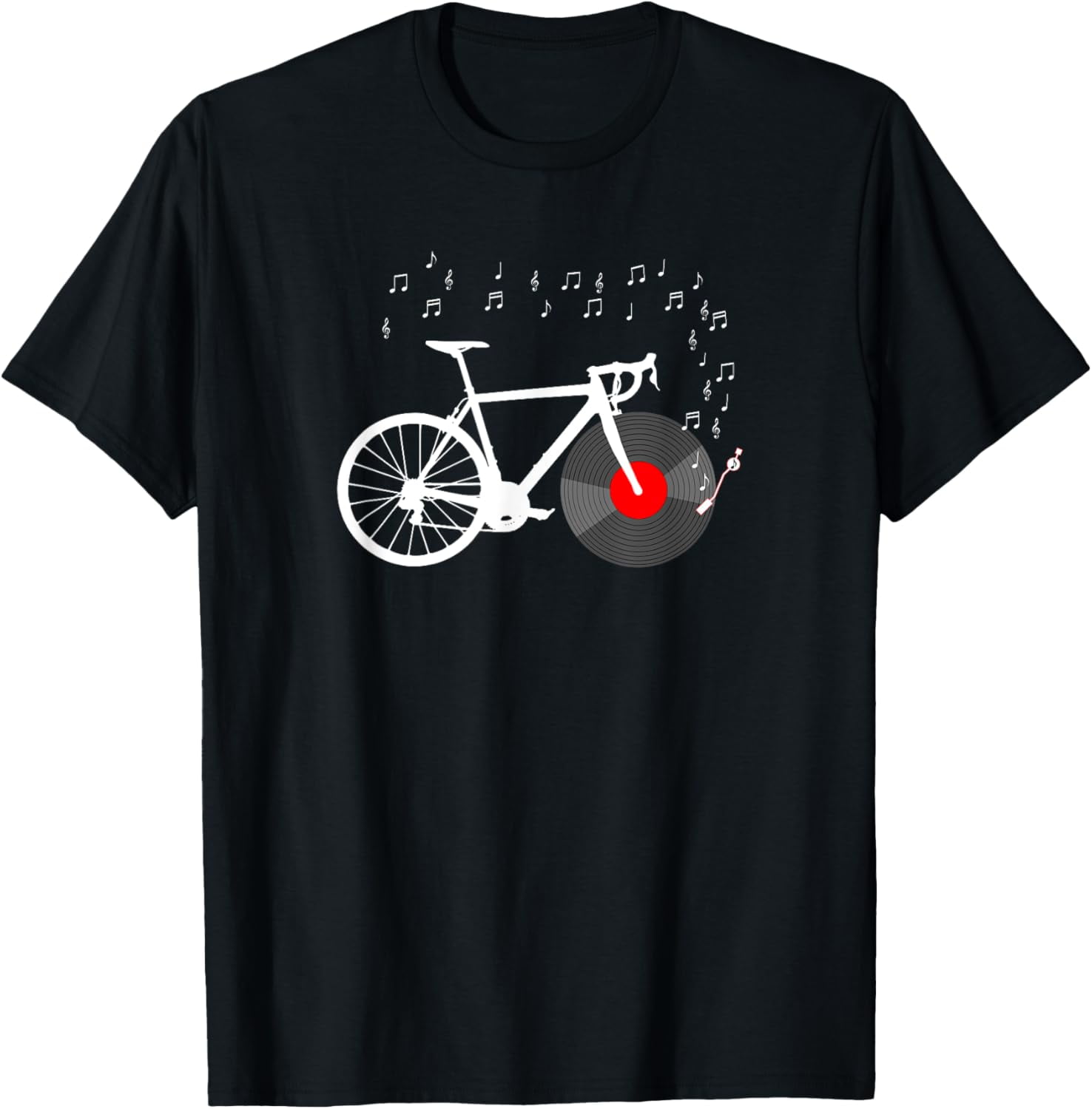 Bicycle Cycling Road Bike Vinyl Record Player Music Cyclist T-Shirt ...