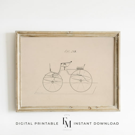 Bicycle Drawing Antique Print Old Bicycle Big Boy Room Art Nursery Decor Cyclist Antique Drawing ...