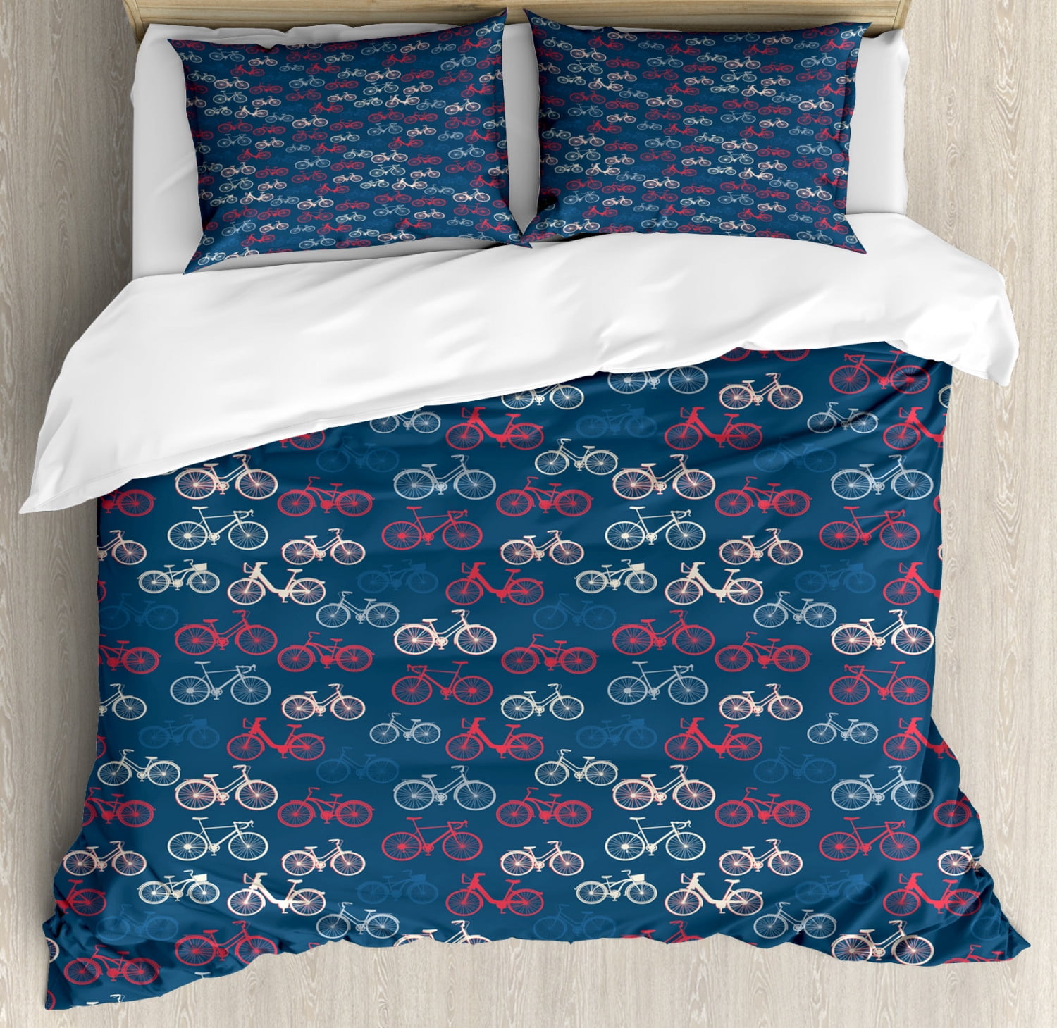 Bicycle Duvet Cover Set Queen Size, City Race and Girls Bike Sketches ...