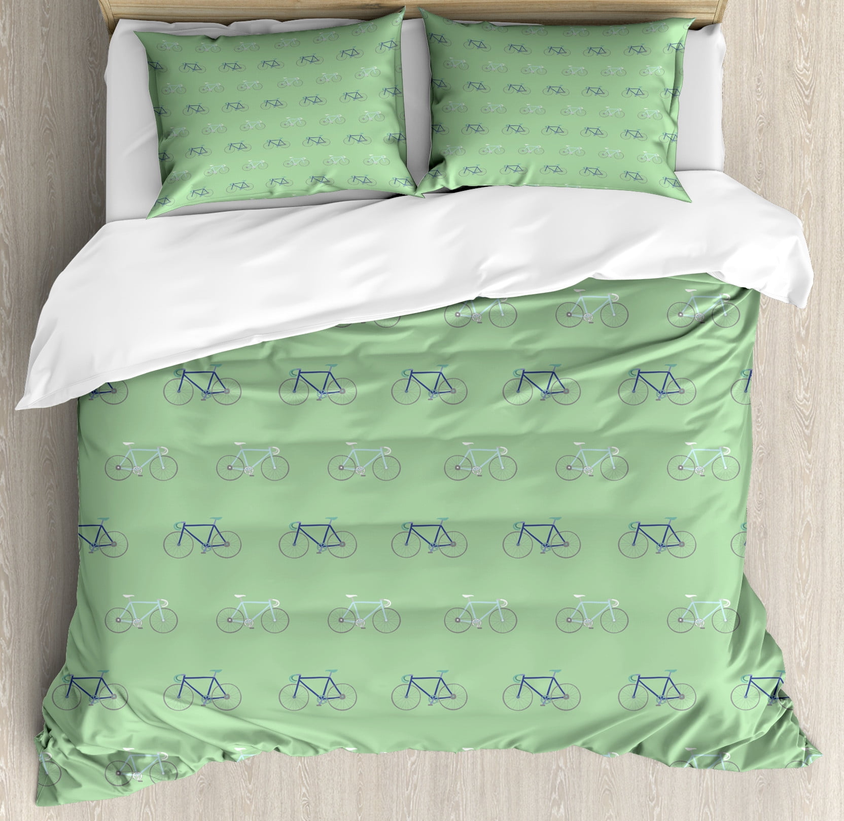 Bicycle Duvet Cover Set, Rhythmic Motifs of Bikes on Pastel Tone ...