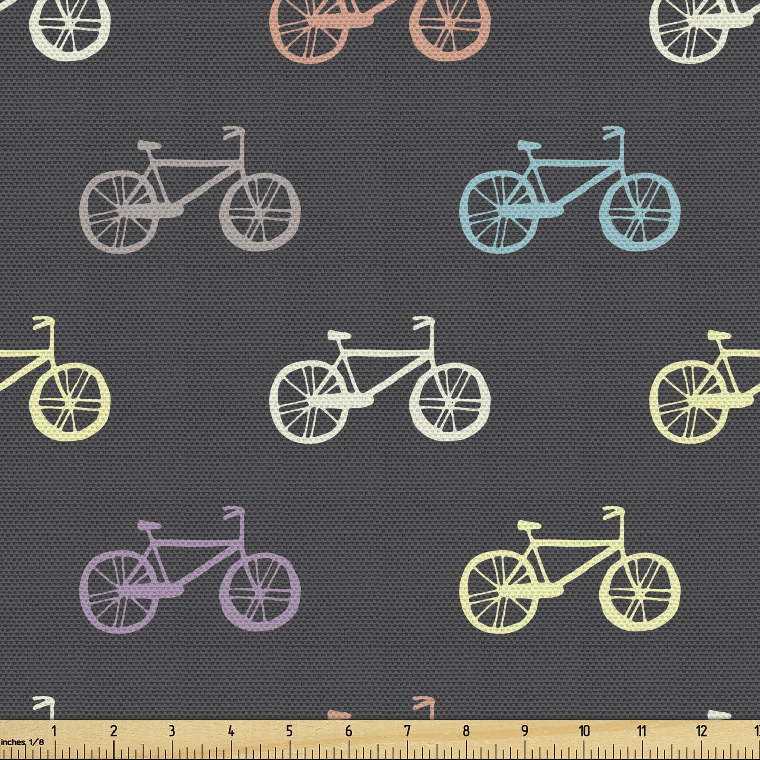 Ambesonne Bicycle Fabric by the Yard Upholstery, Biking Retro Theme ...