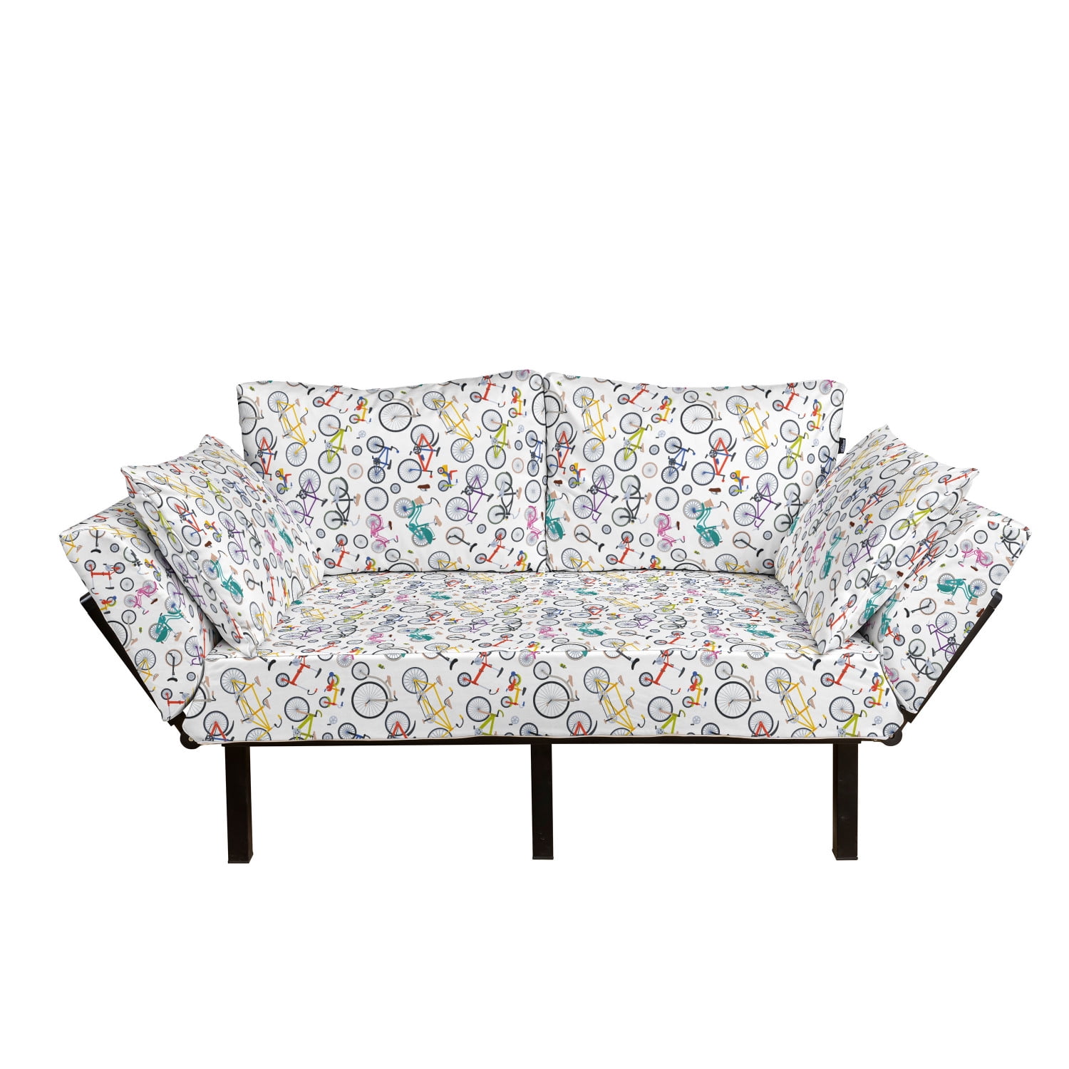 Bicycle Futon Couch, Retro Style Colorful Bicycles of All Styles and ...