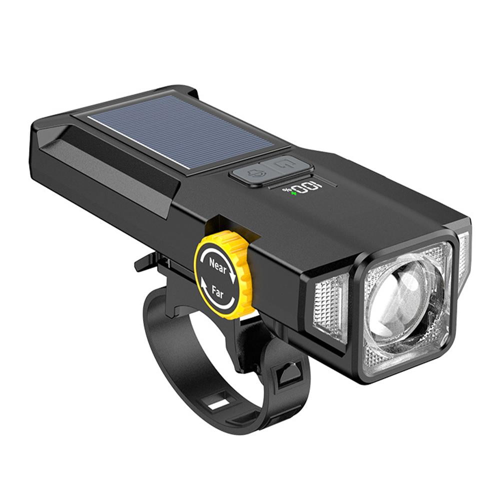 Bicycle Headlight Bike Front Light LED Torch Solar/ USB Rechargeable ...