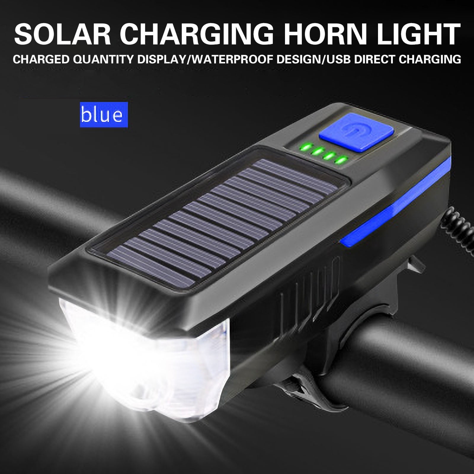 Bicycle Headlight | Solar USB Rechargeable LED Front Light with Built ...