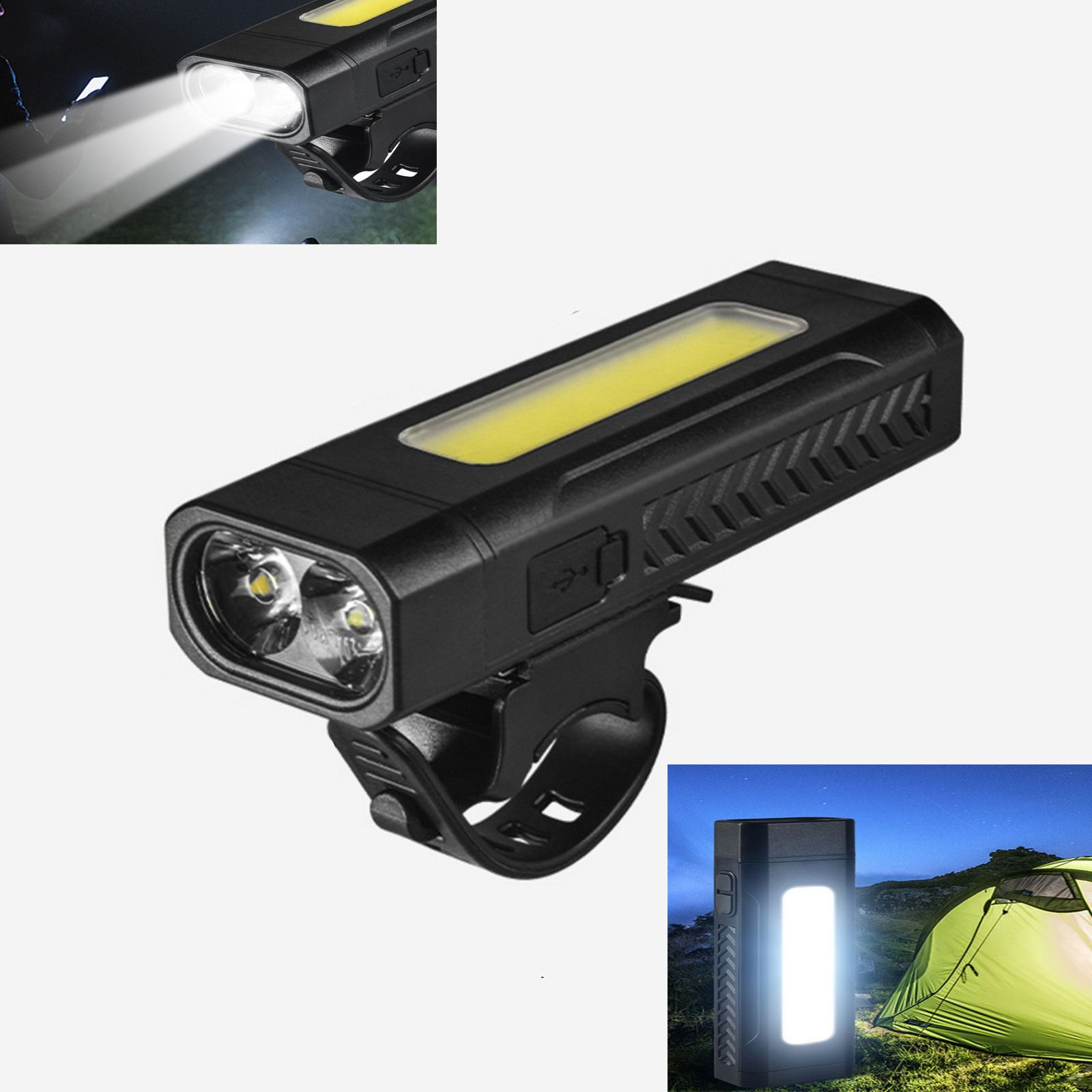 Bicycle Headlight USB Rechargeable Lighting Lamp，Flashlight Light ...